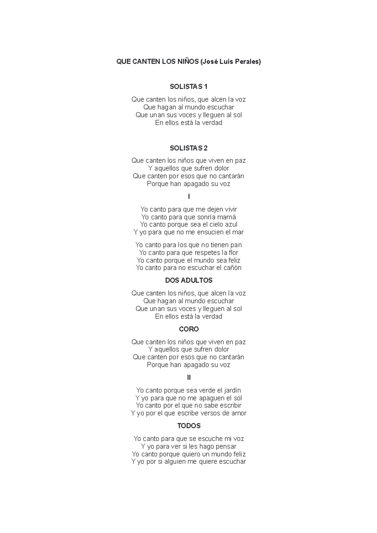 Letra QUE Canten LOS Niños - QUE CANTEN LOS NIÑOS (José Luis Perales ...