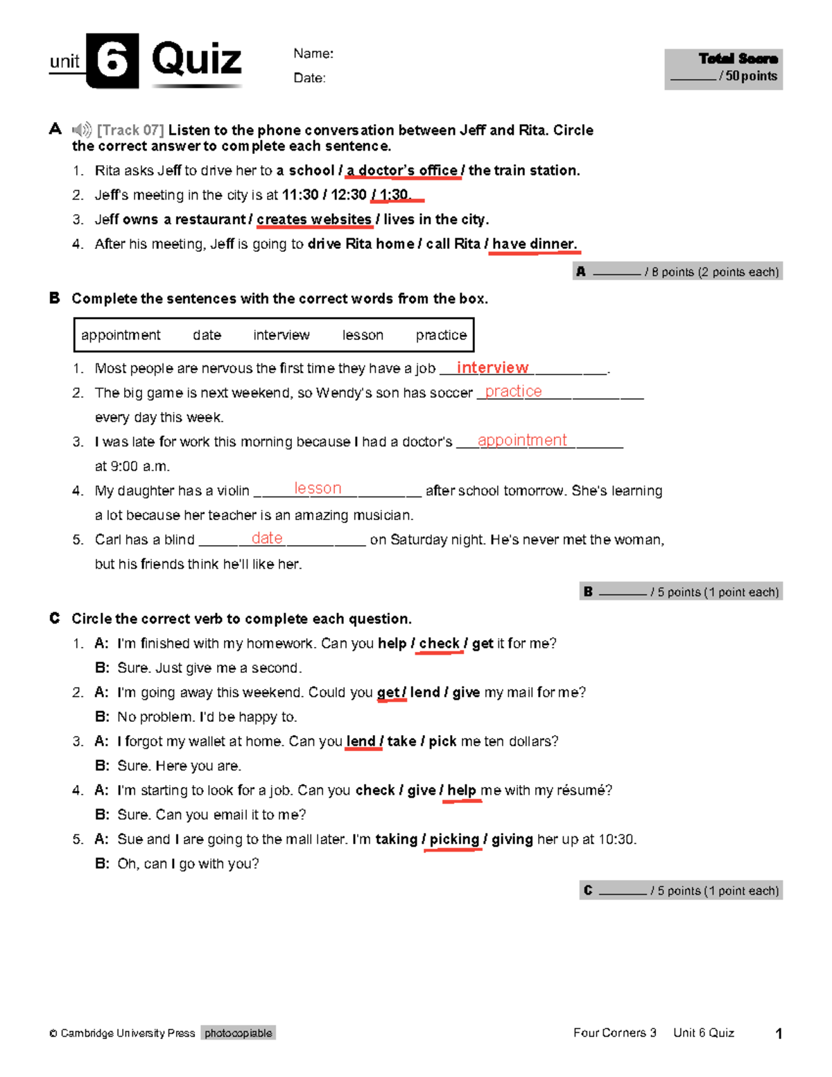 Prueba 6 - Cuestionario de Conversación Unidad 6 (Inglés Nivel 5) - Studocu