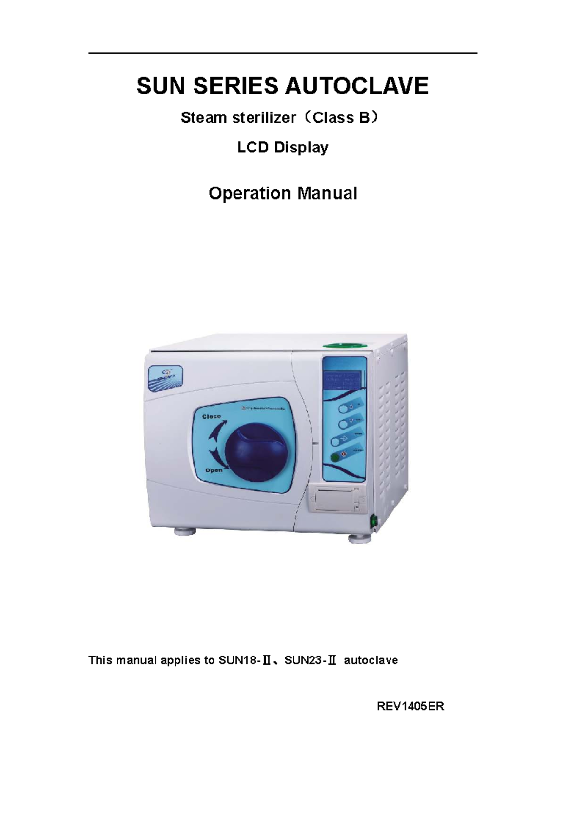 SUN1823 II LD Autoclave Operation Manual and Guidelines - Studocu