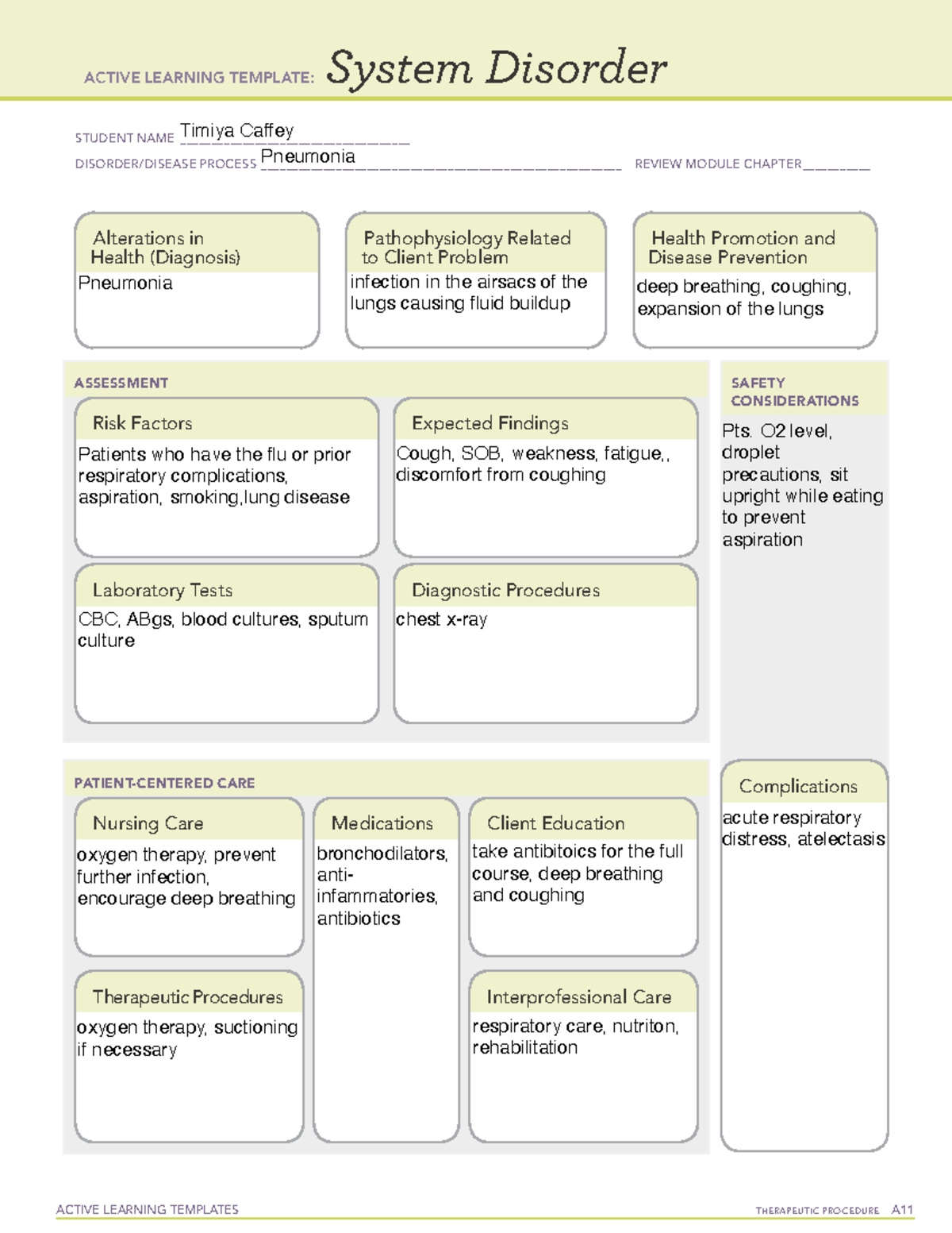 Pneumonia - ati - ACTIVE LEARNING TEMPLATES THERAPEUTIC PROCEDURE A ...