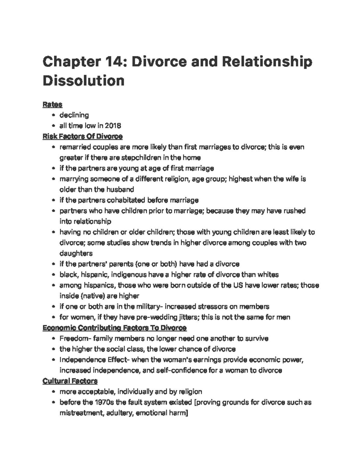 Chapter 14: Divorce & Relationship Dissolution - Analysis & Factors ...