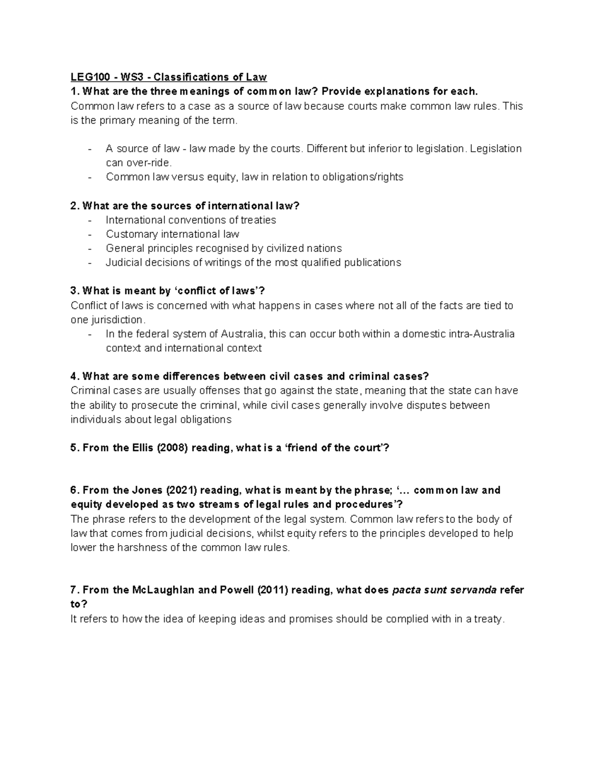 LEG100 WS3 Classifications of Law: Common Law, Sources & Differences ...