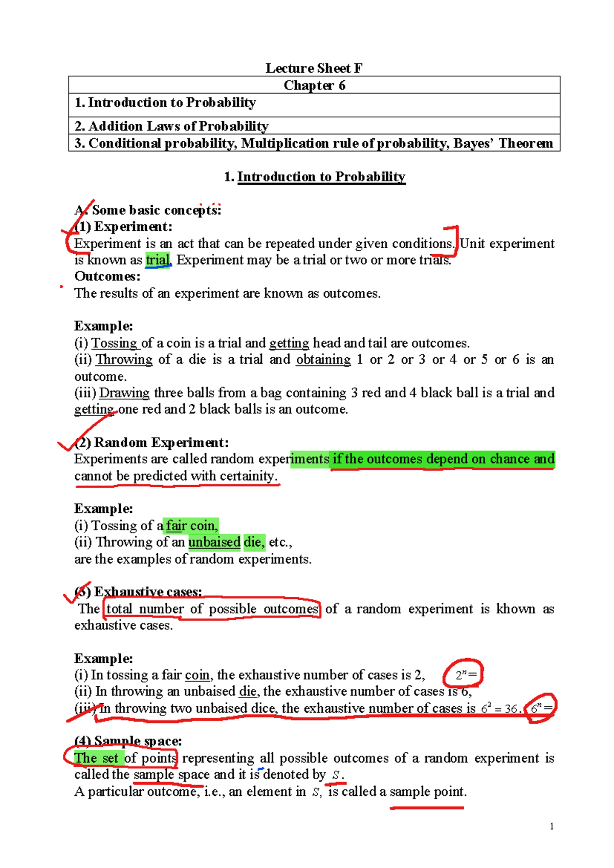 Lecture Sheet F: Introduction to Probability Concepts (STAT 102) - Studocu