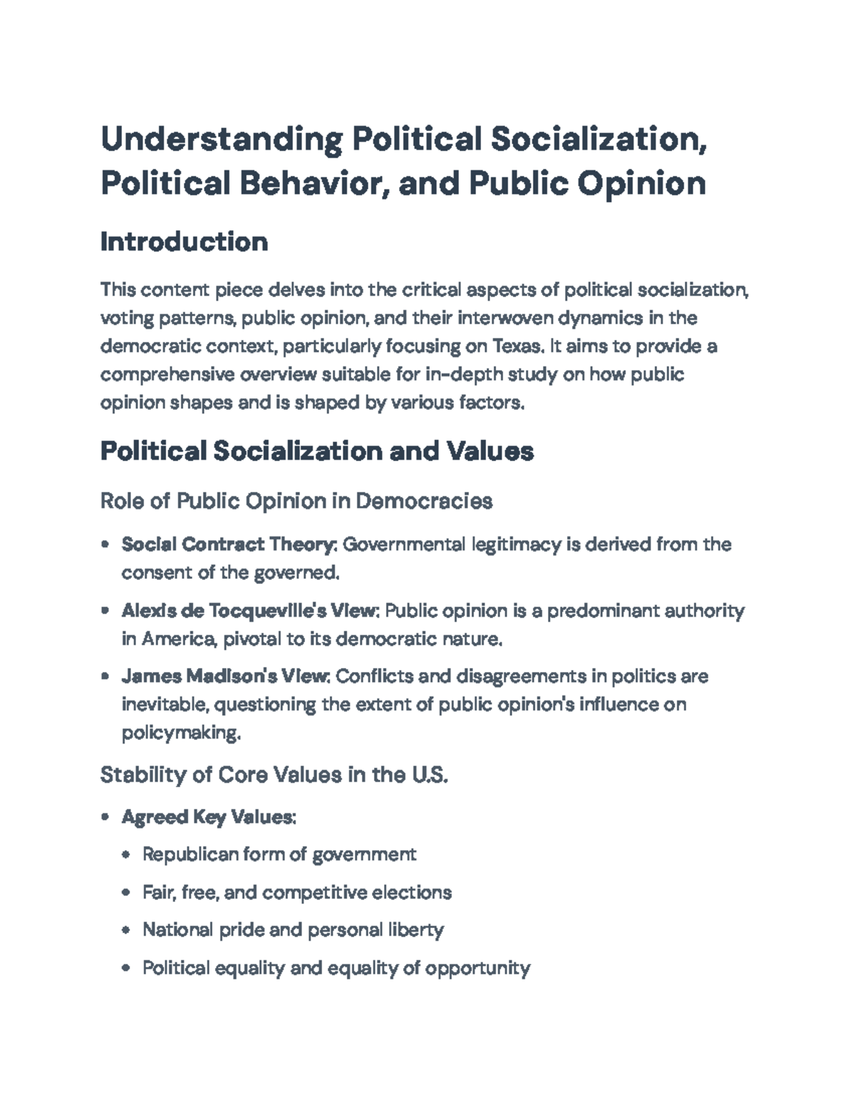 Political Socialization and Public Opinion: Insights from Texas ...