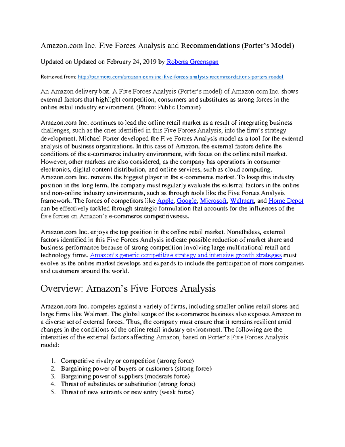 Amazon.com Inc. Five Forces Analysis: Industry Insights and Strategy ...