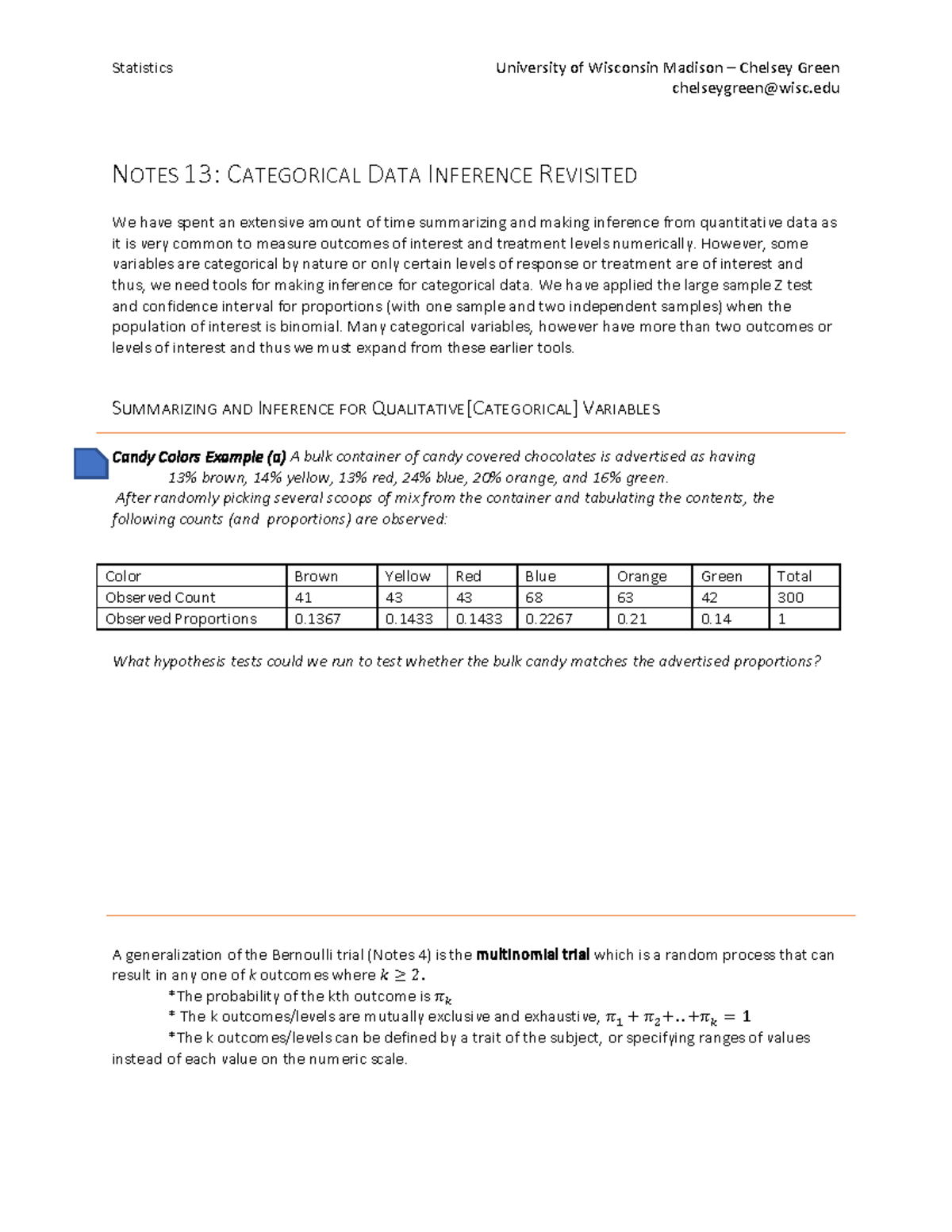 Chi-Square Hypothesis Testing for Categorical Data in Stats 101 - Studocu