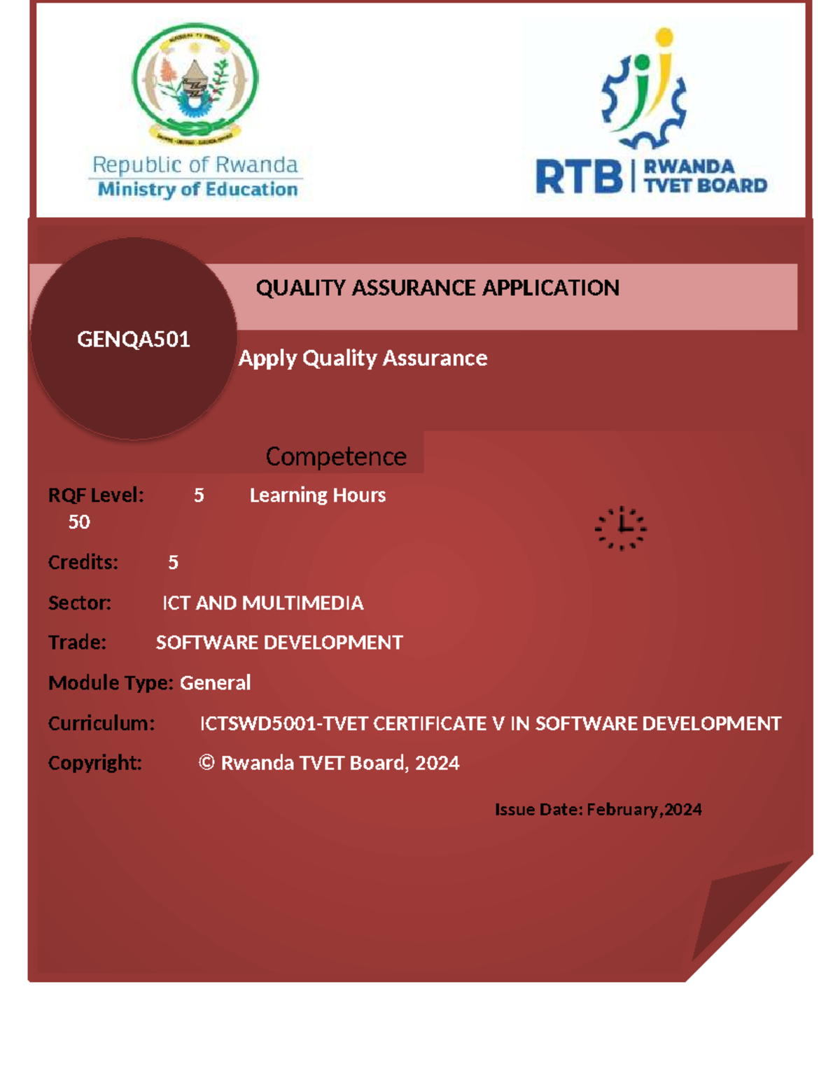 GenQA501 Quality Assurance Module Overview and Learning Outcomes - Studocu