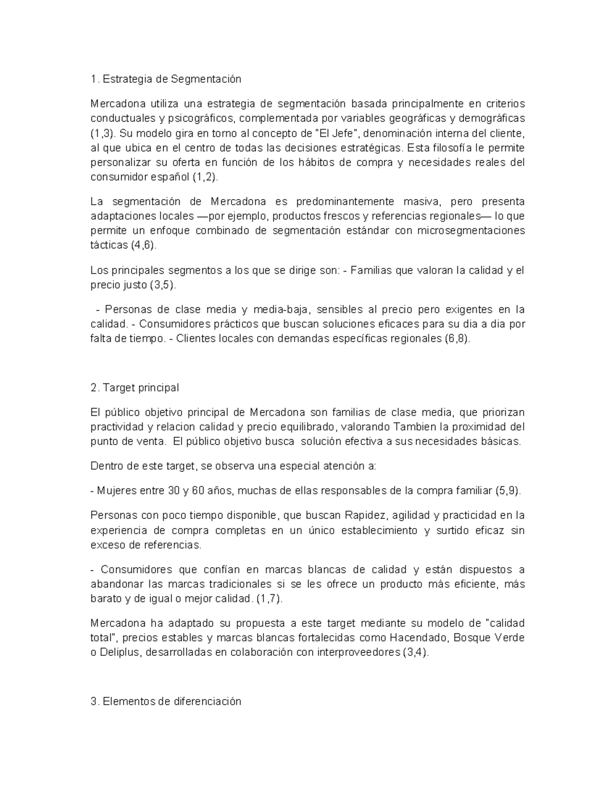 Modelo STP de Segmentación y Posicionamiento de Mercadona (1.3) - Studocu