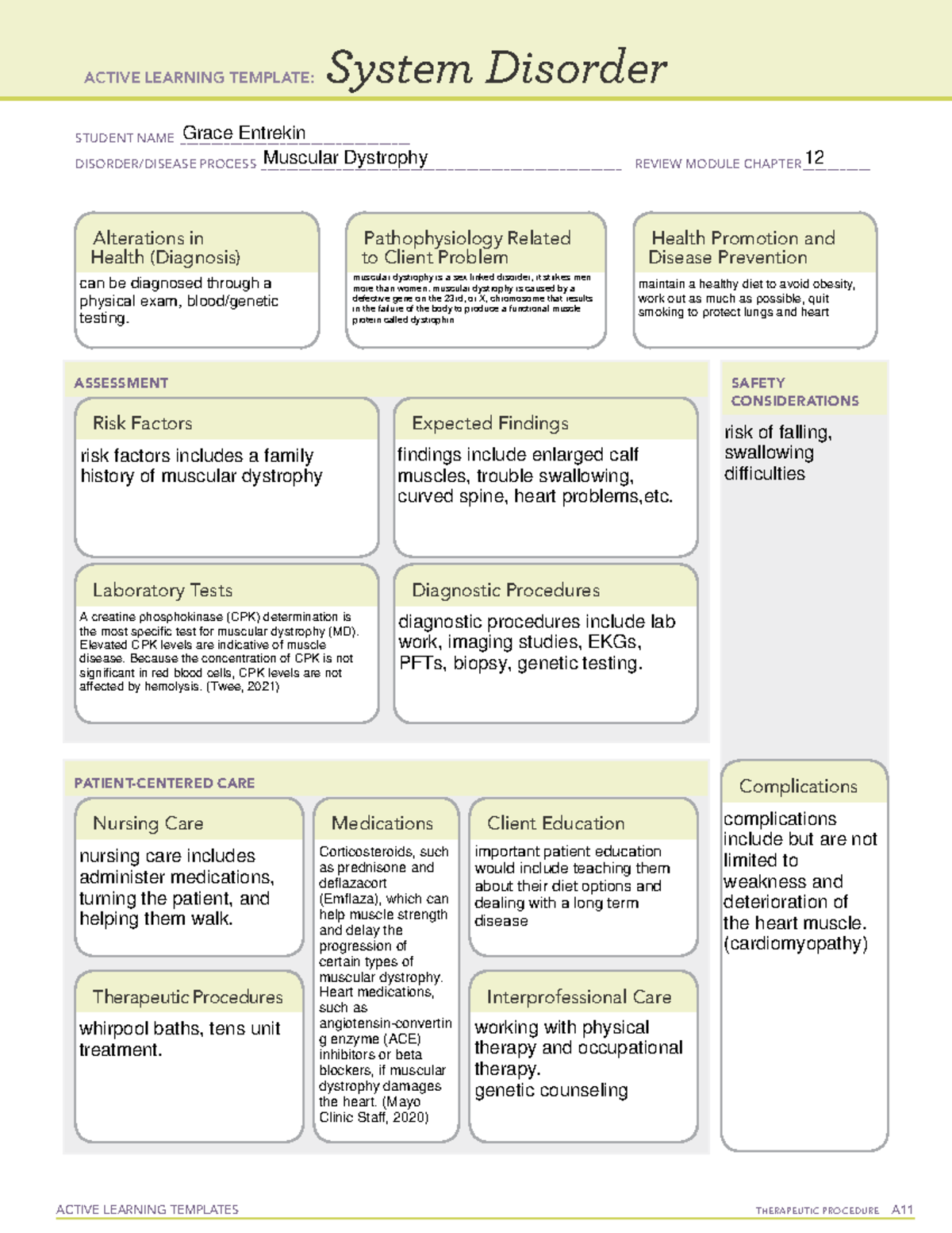 Active Learning Template: System Disorder - Muscular Dystrophy 12 - Studocu