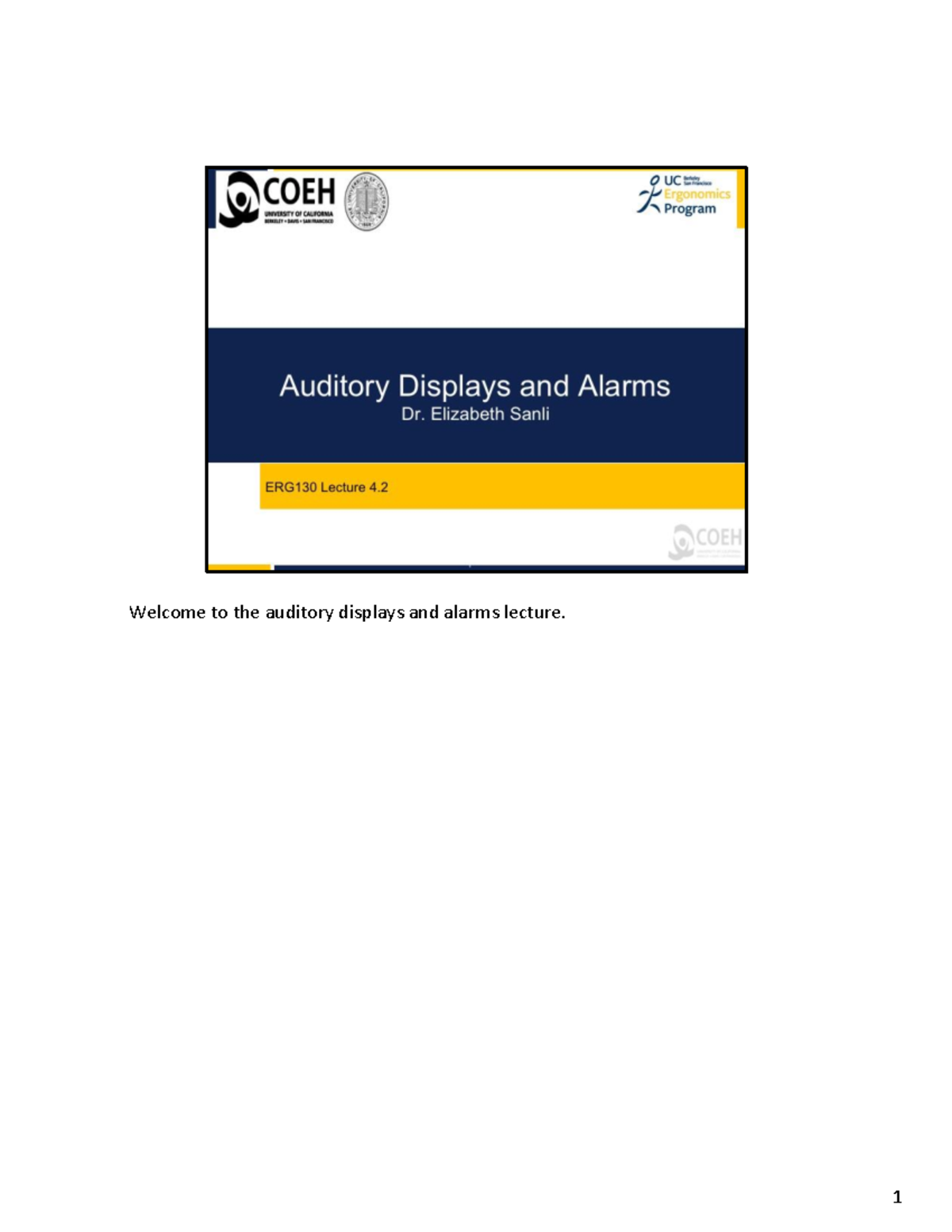 Auditory Displays & Alarms Lecture Notes: Design Principles & Types ...