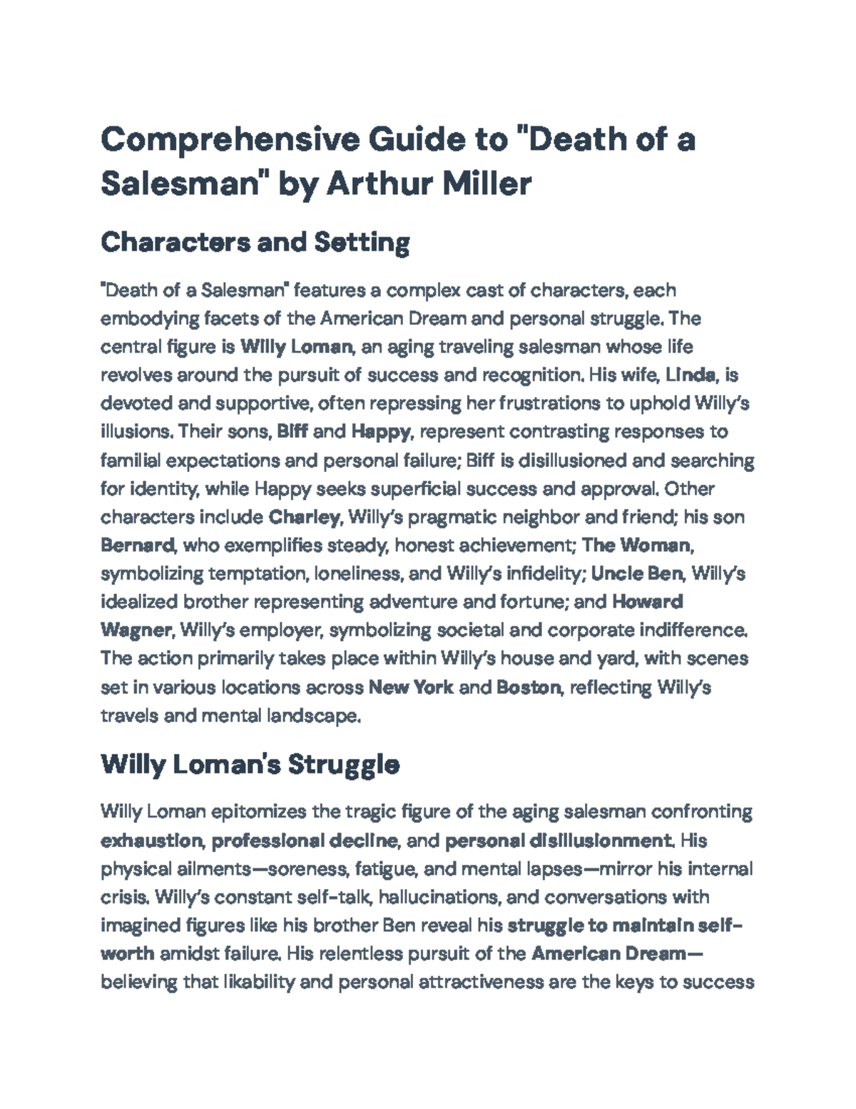 Comprehensive Analysis of "Death of a Salesman" (ENG 101) - Studocu