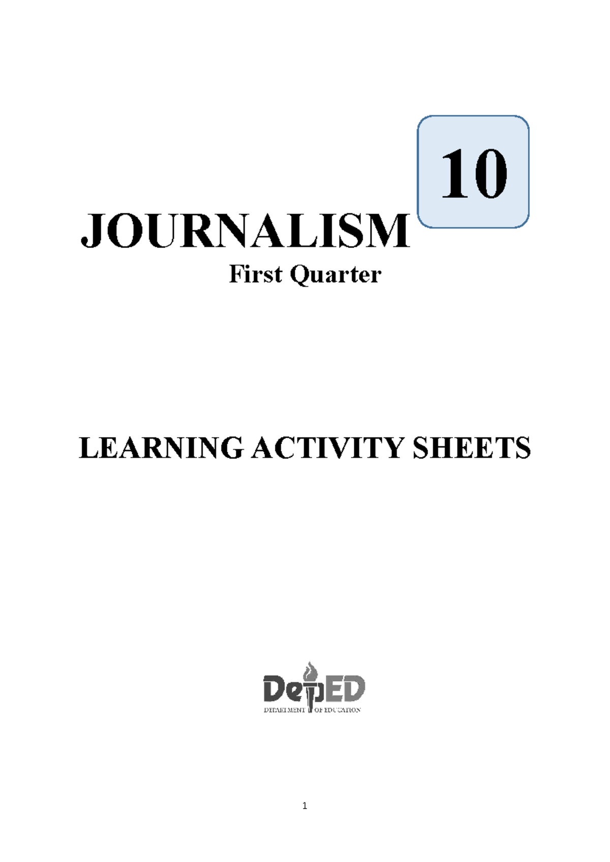 JOURNALISM 10 Q1 LEARNING ACTIVITY SHEETS on TV Broadcasting Principles ...