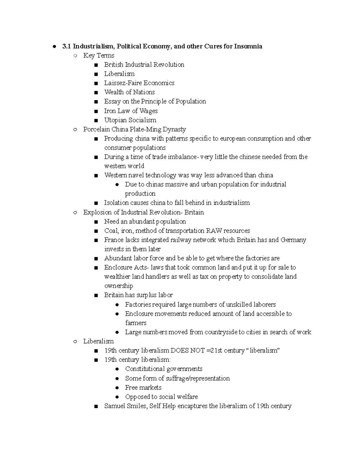 Unit 3-GPS 320 - Key Points on Industrialism, Liberalism, & Nationalism ...