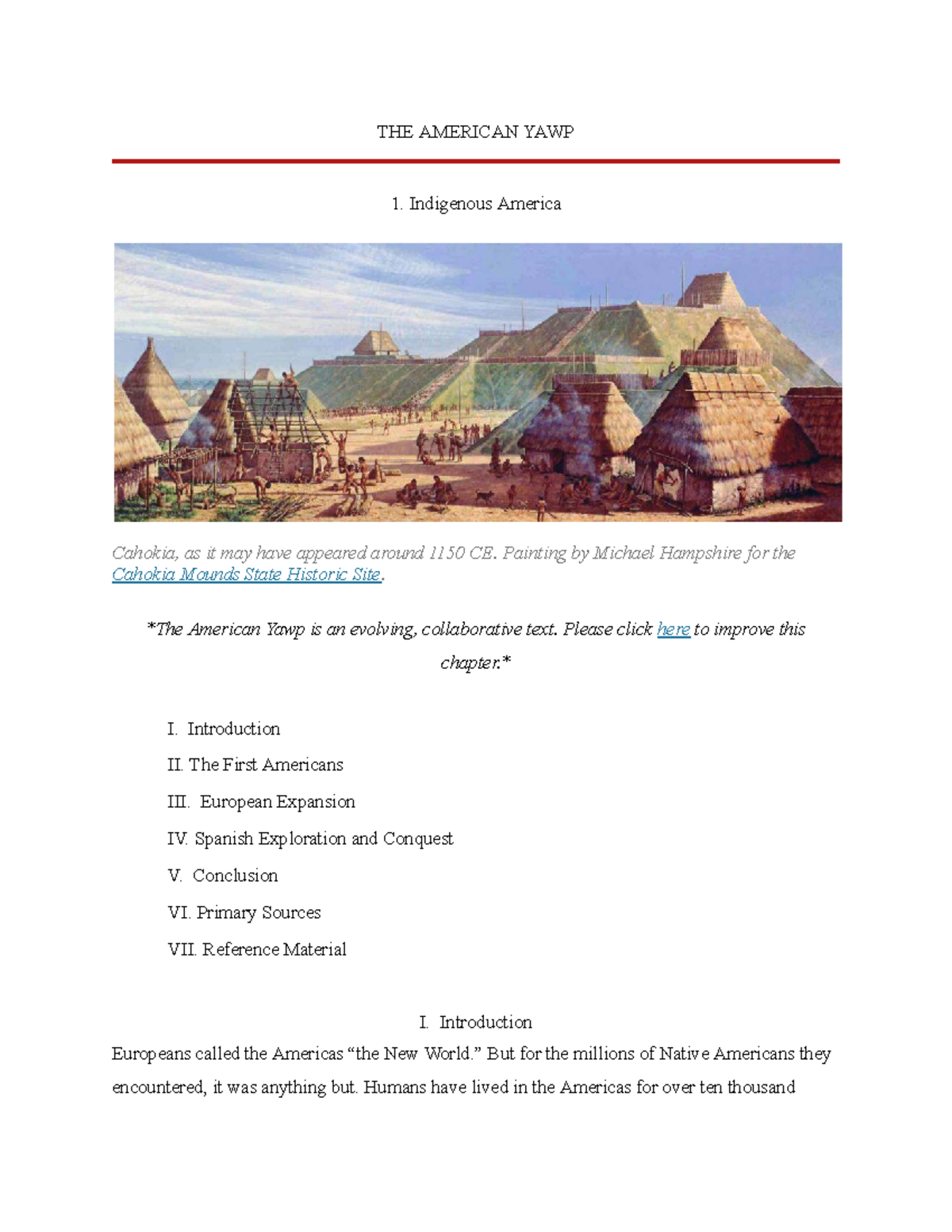 The American Yawp: Indigenous America and European Encounters Overview ...