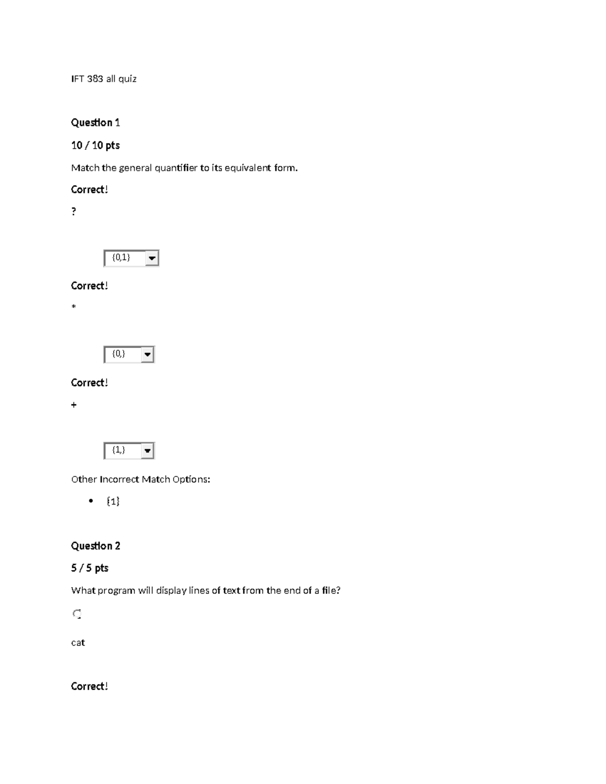 IFT 383 Quizzes - Comprehensive Study Guide for All Quizzes - Studocu
