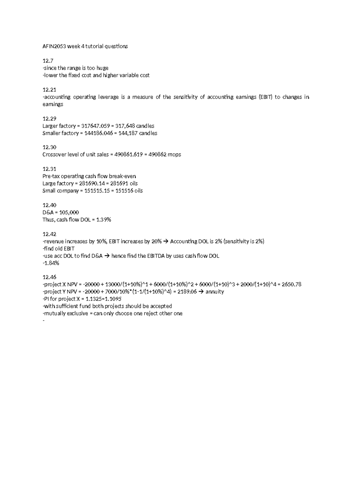 AFIN2053 week 4 tutorial questions - AFIN2053 week 4 tutorial questions ...