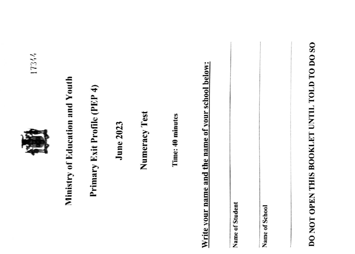 17344 PEP 4 June 2023 Numeracy Test - Pass Paper - Studocu