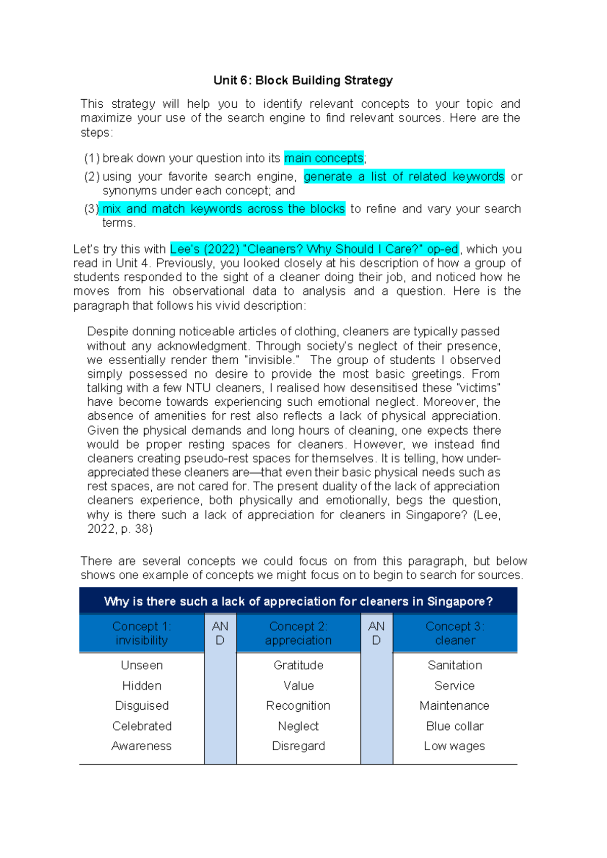 Unit 6 - Block Building Strategy - Unit 6: Block Building Strategy This ...