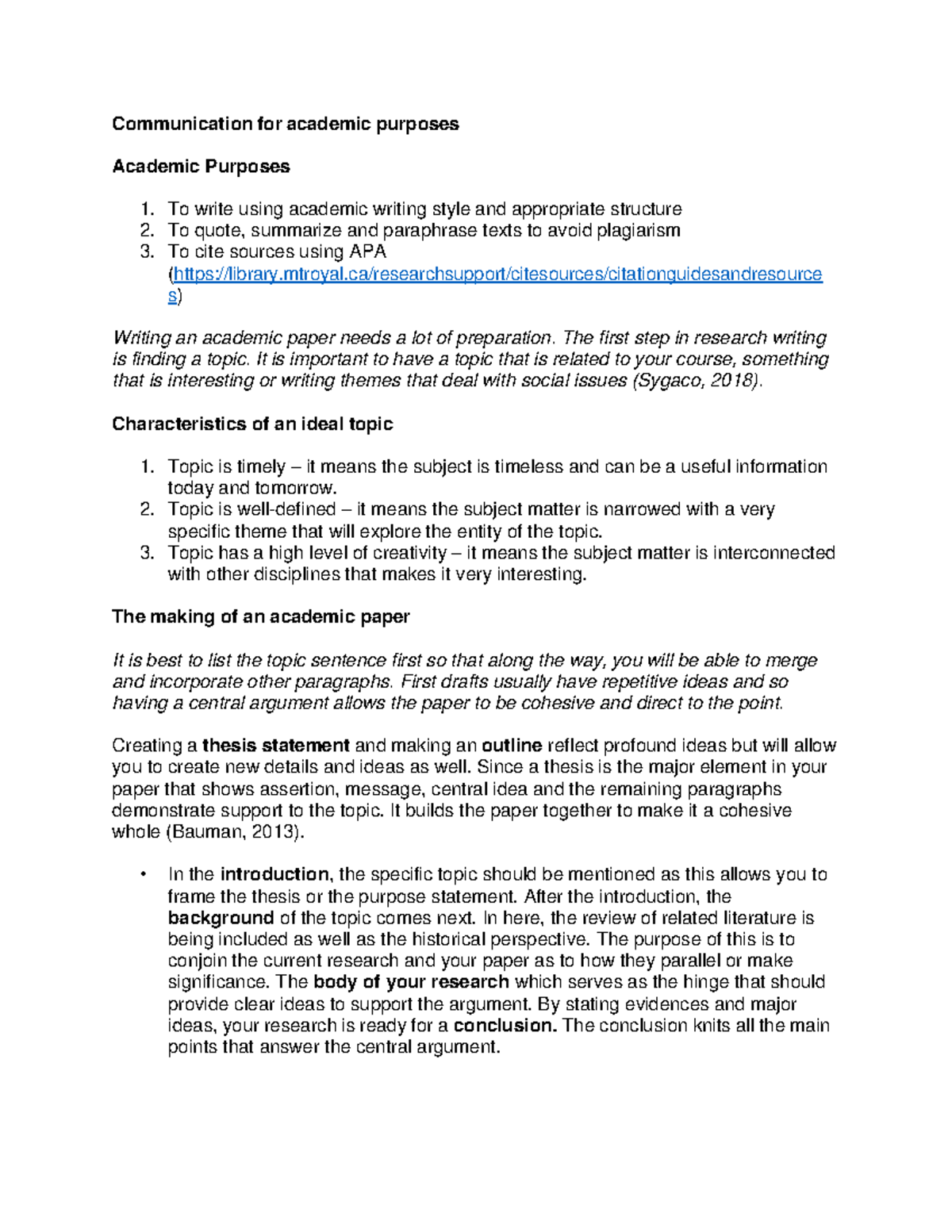 Communication for academic purpose - Communication for academic ...