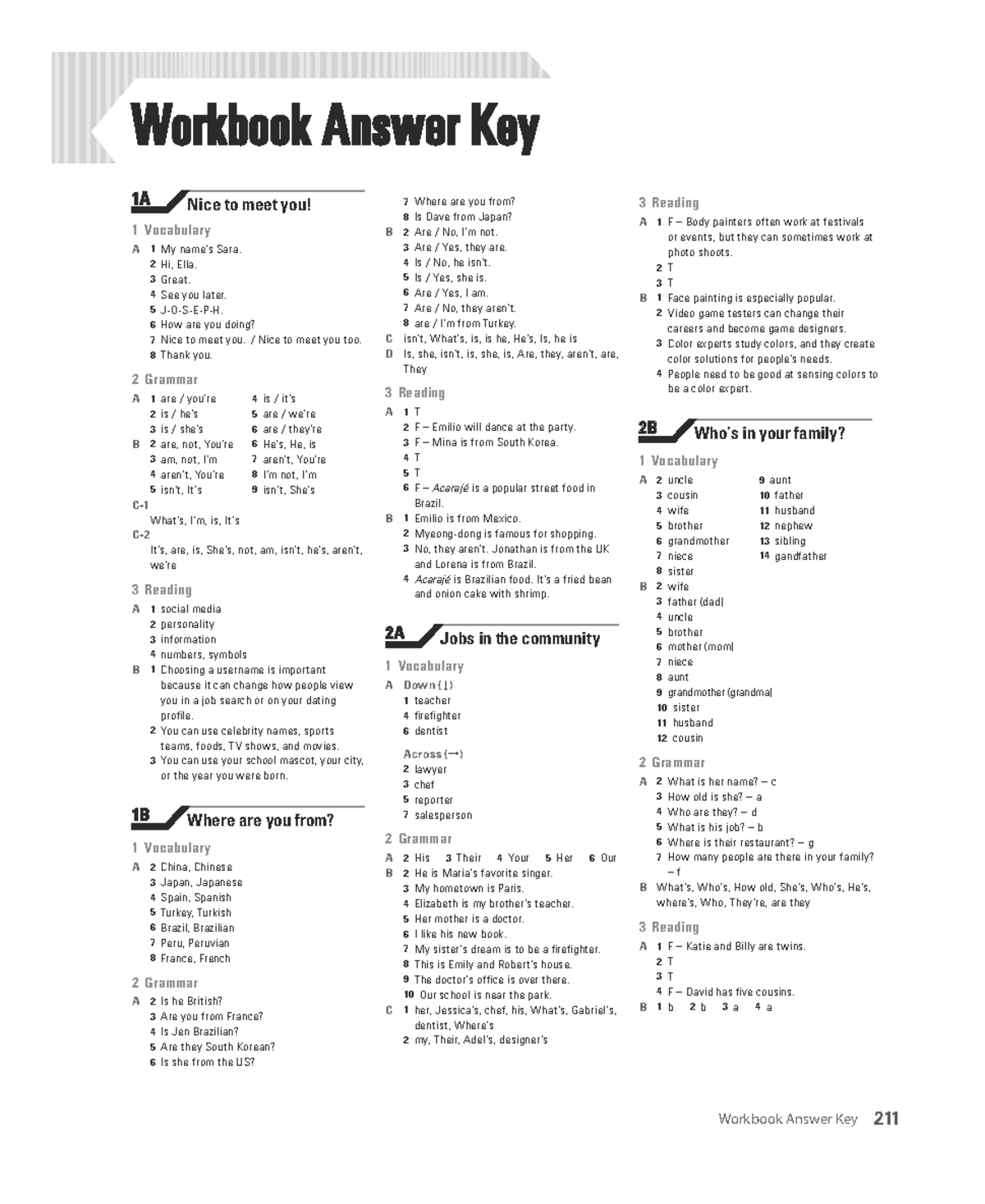 Surpass 1 Workbook Answer key, Surpass 1 Student Book Answer key ...
