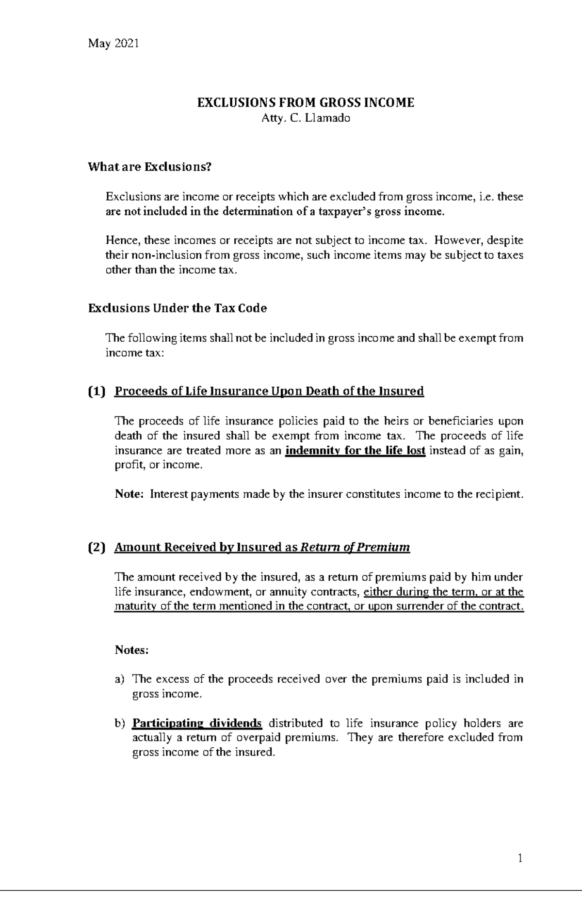 Module 7 - Exclusions and Inclusions in Gross Income - Studocu