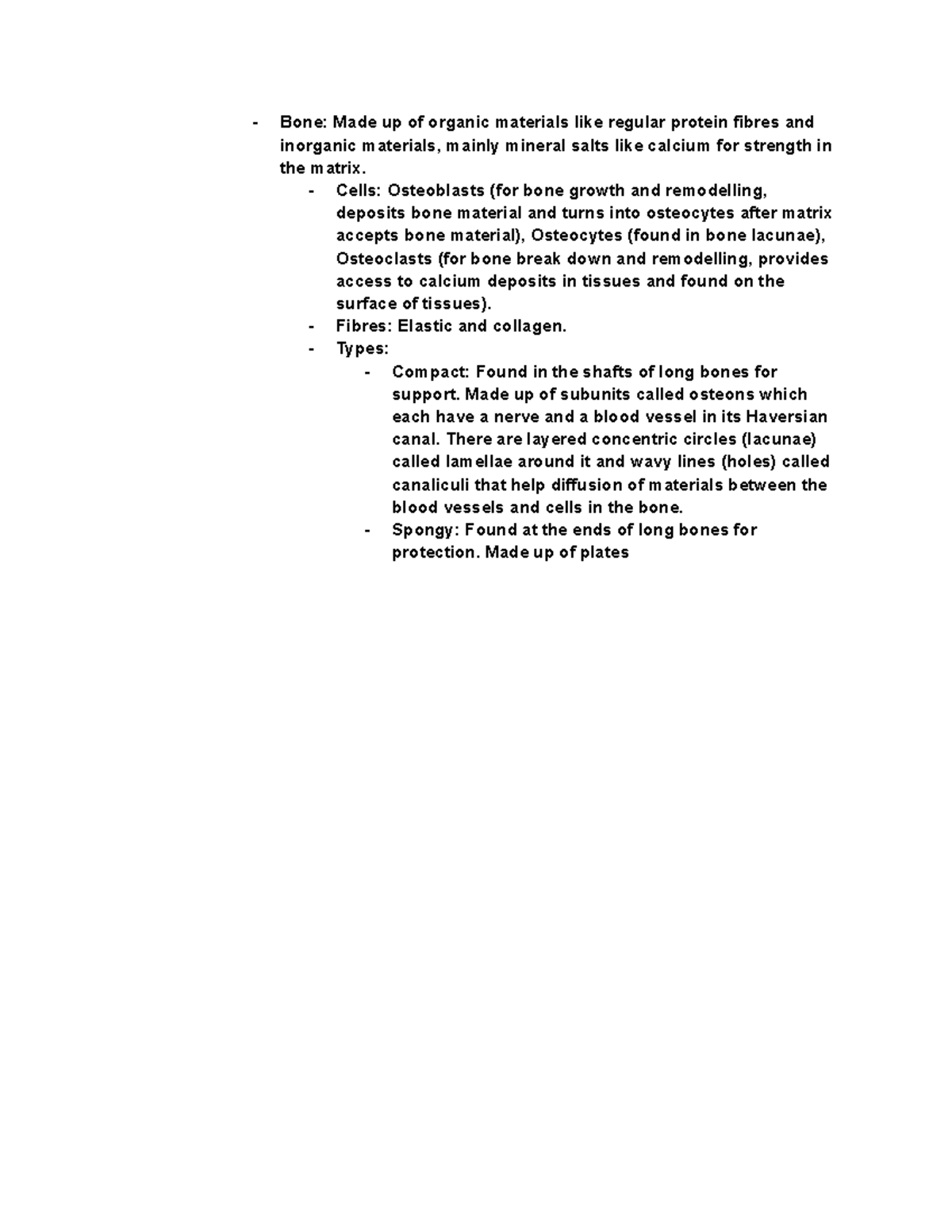 Bone Structure and Function: Key Concepts and Components - Studocu