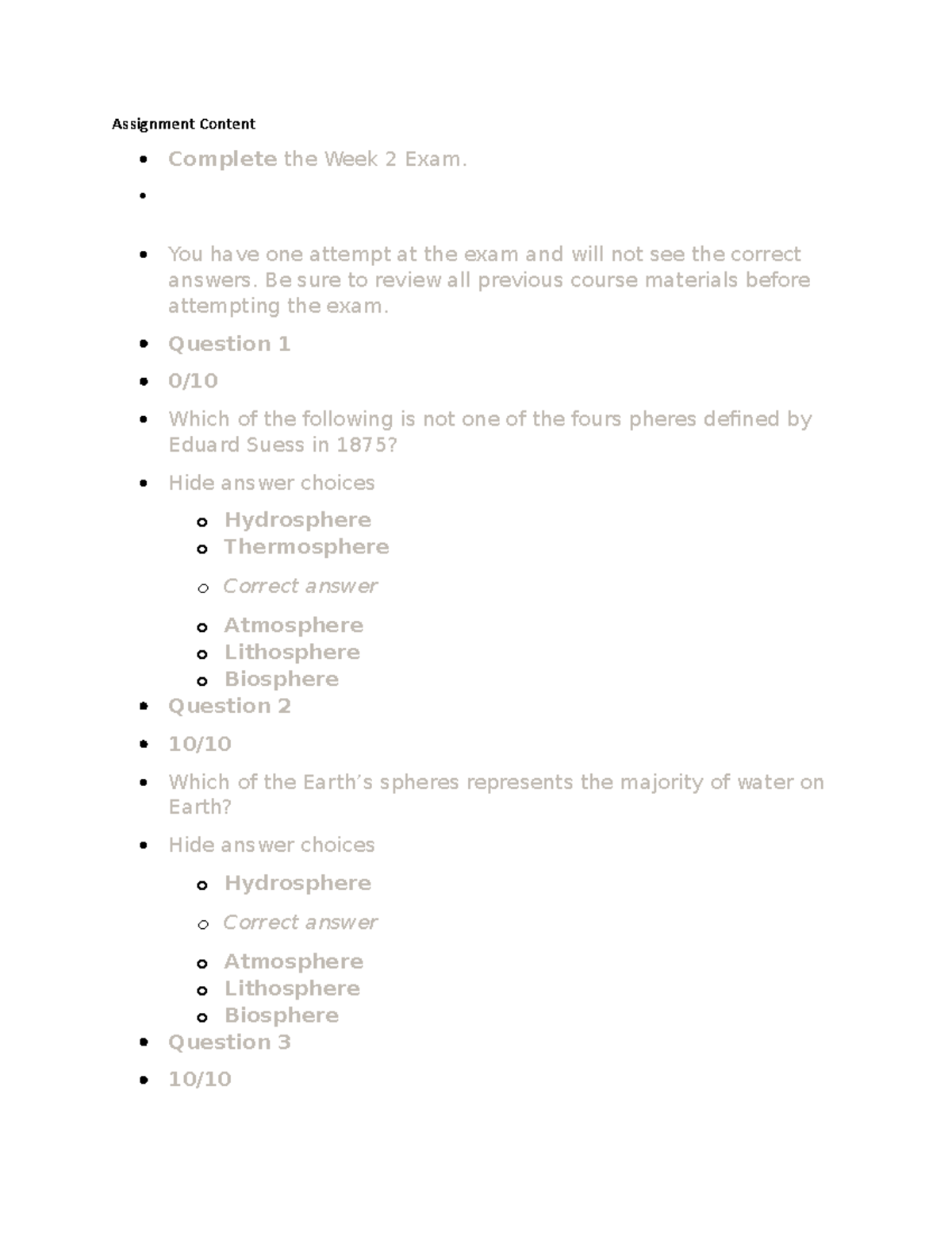 Wk 2 Exam: Summative Assessment for Earth Sciences (ES101) - Studocu