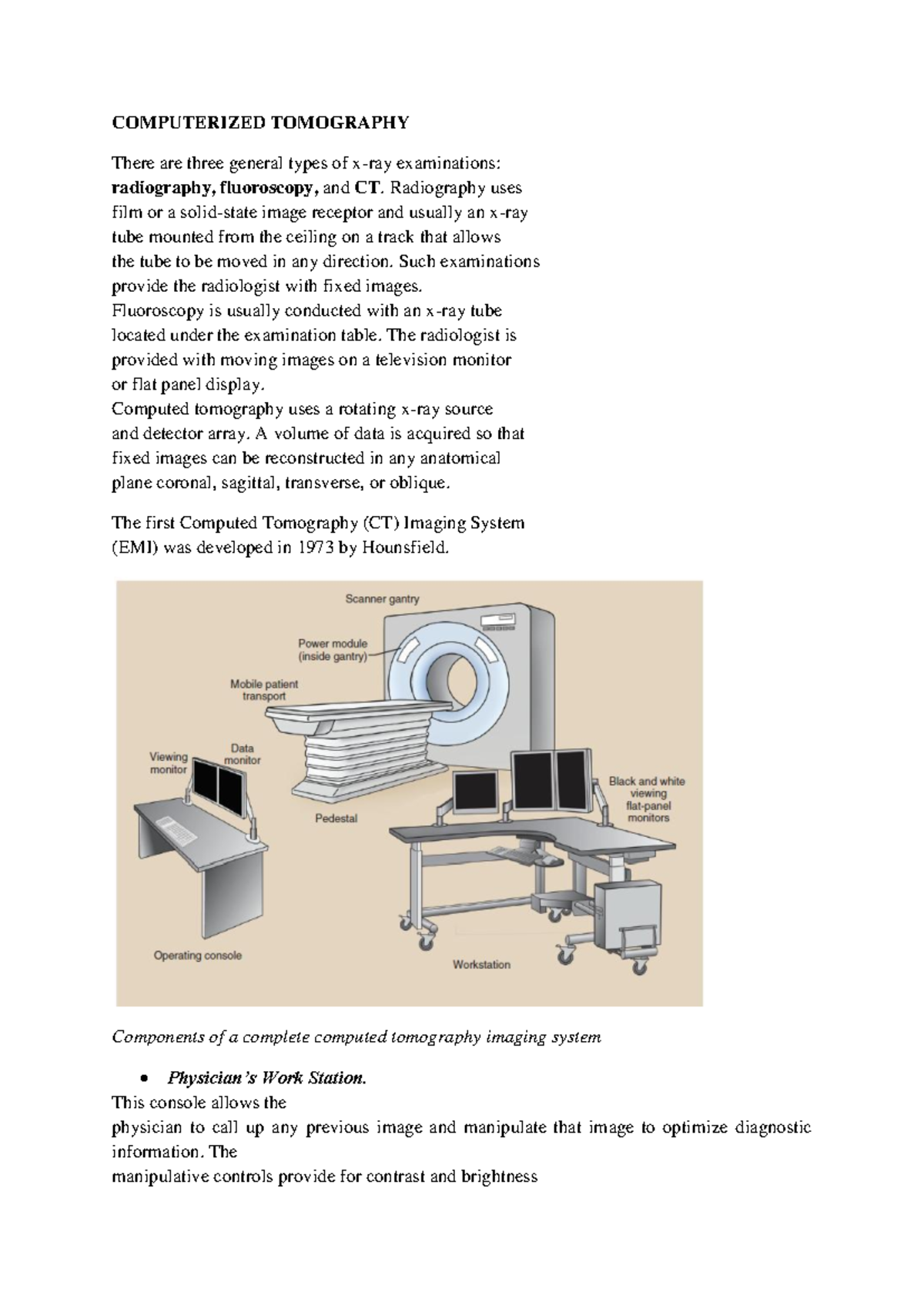 Computerized Tomography (CT) Overview and Image Characteristics - Studocu