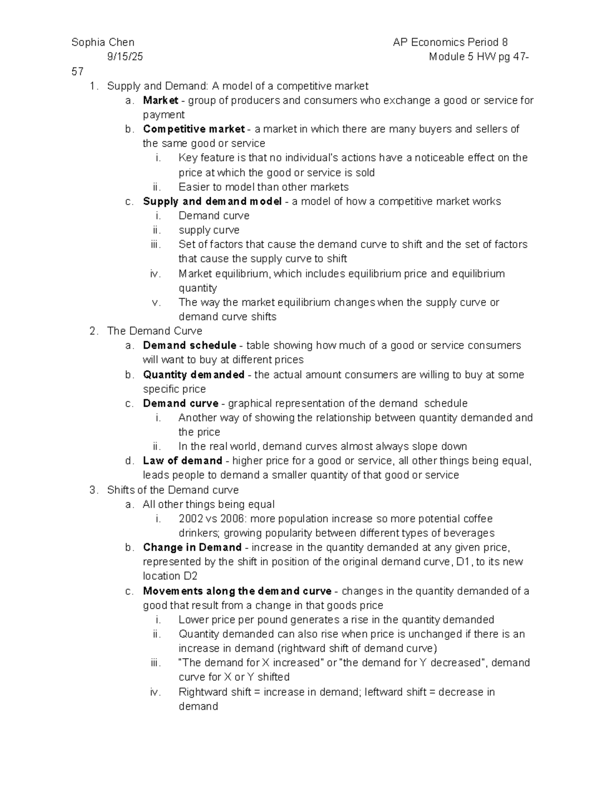 AP Economics Period 8 Module 5 HW: Understanding Supply & Demand Dynamics - Studocu