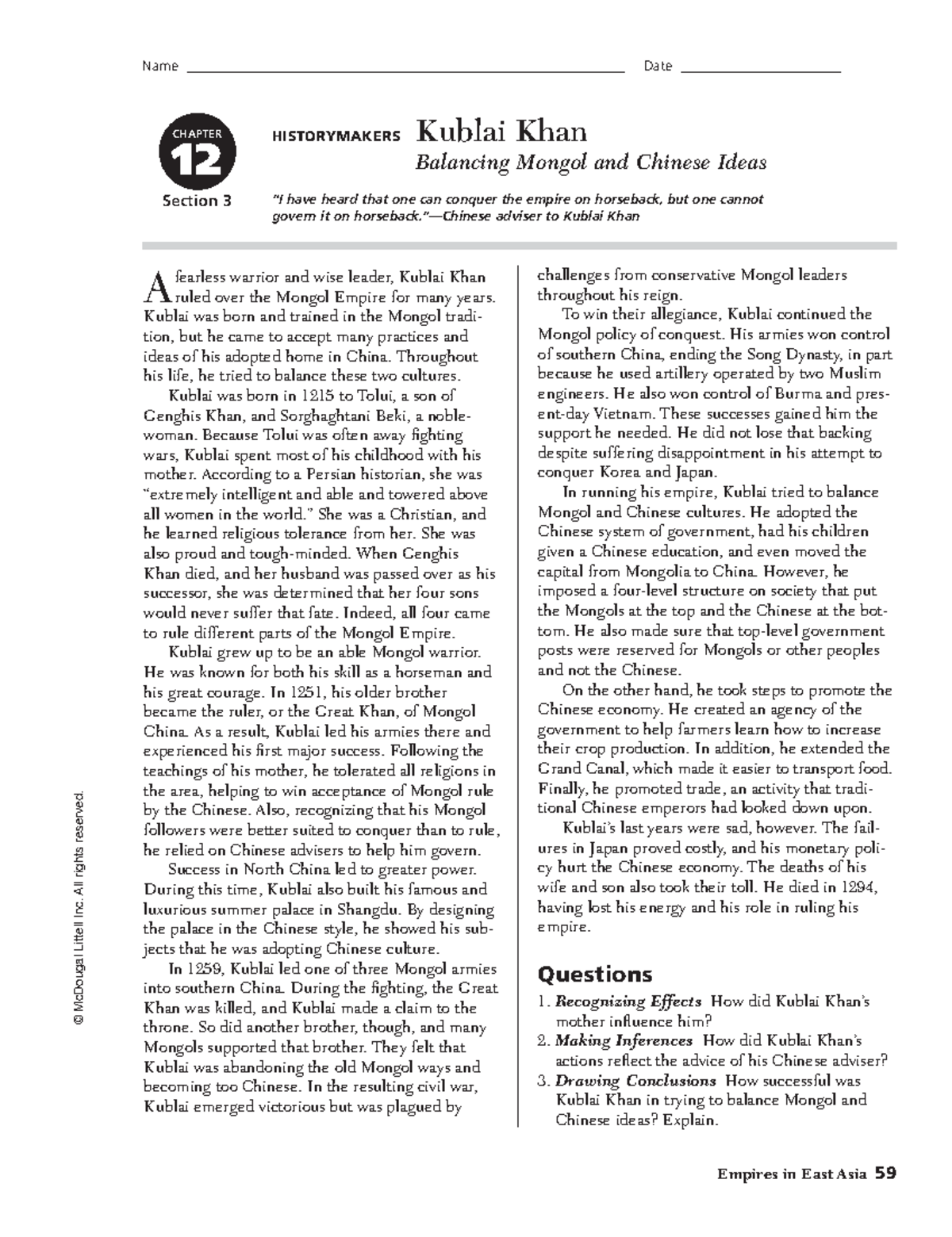 Kublai Khan: Balancing Mongol and Chinese Cultures in History - Empires ...