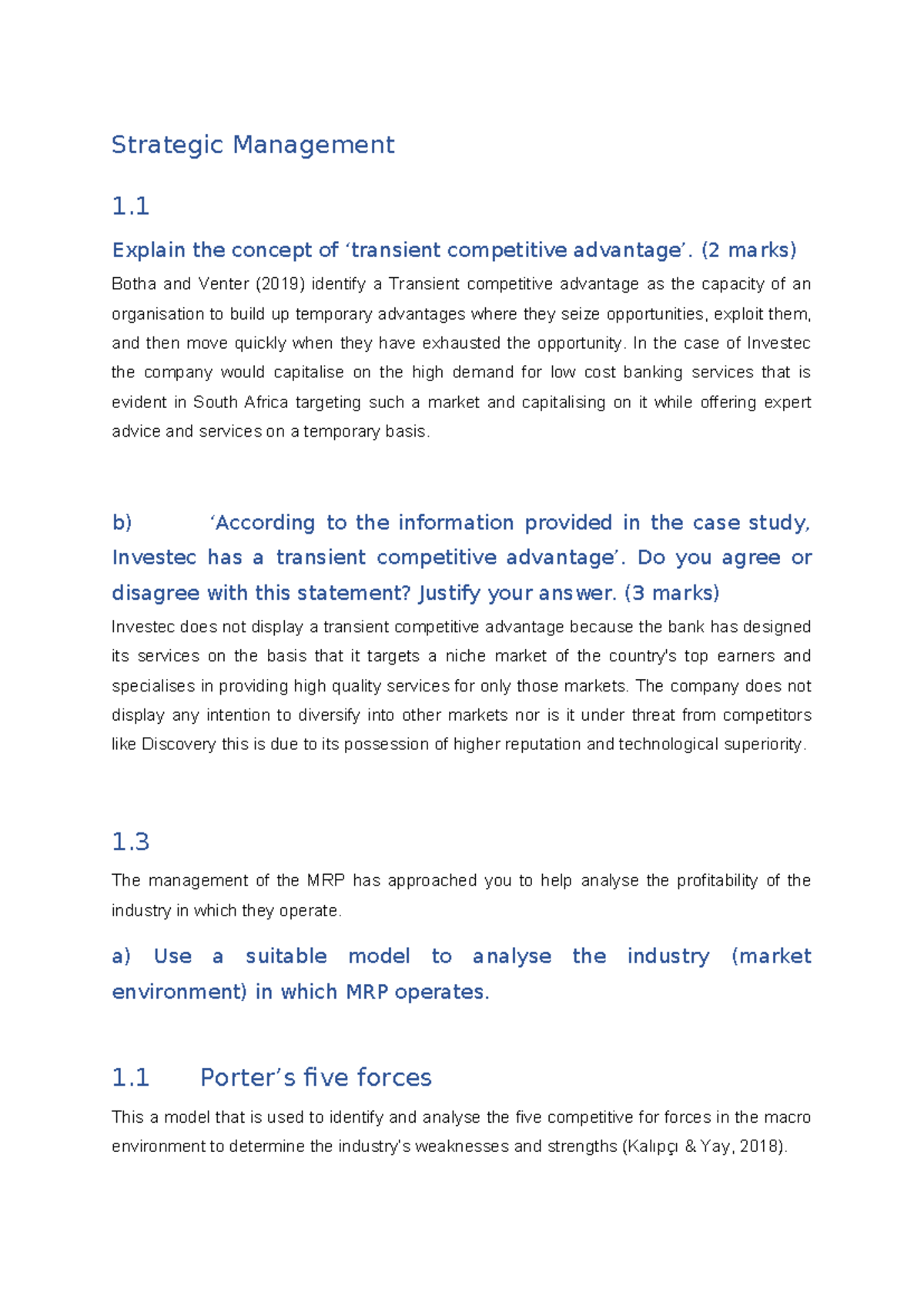 Strategic Management: Analyzing Competitive Advantage and Industry ...
