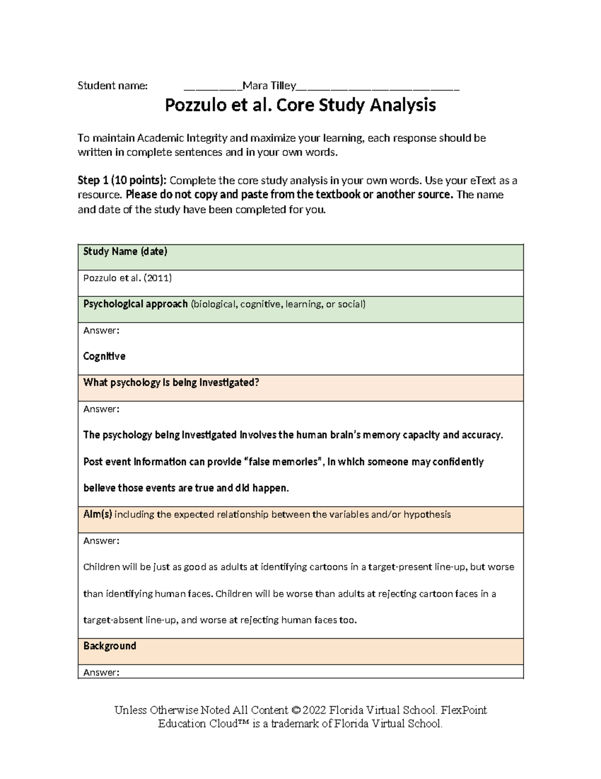Pozzulo et al core study analysis (Repaired) - Student name: Mara ...
