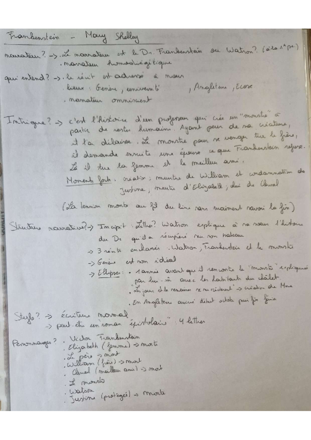 1000097130 - Fiche Technique: Frankenstein de Mary Shelley - Studocu