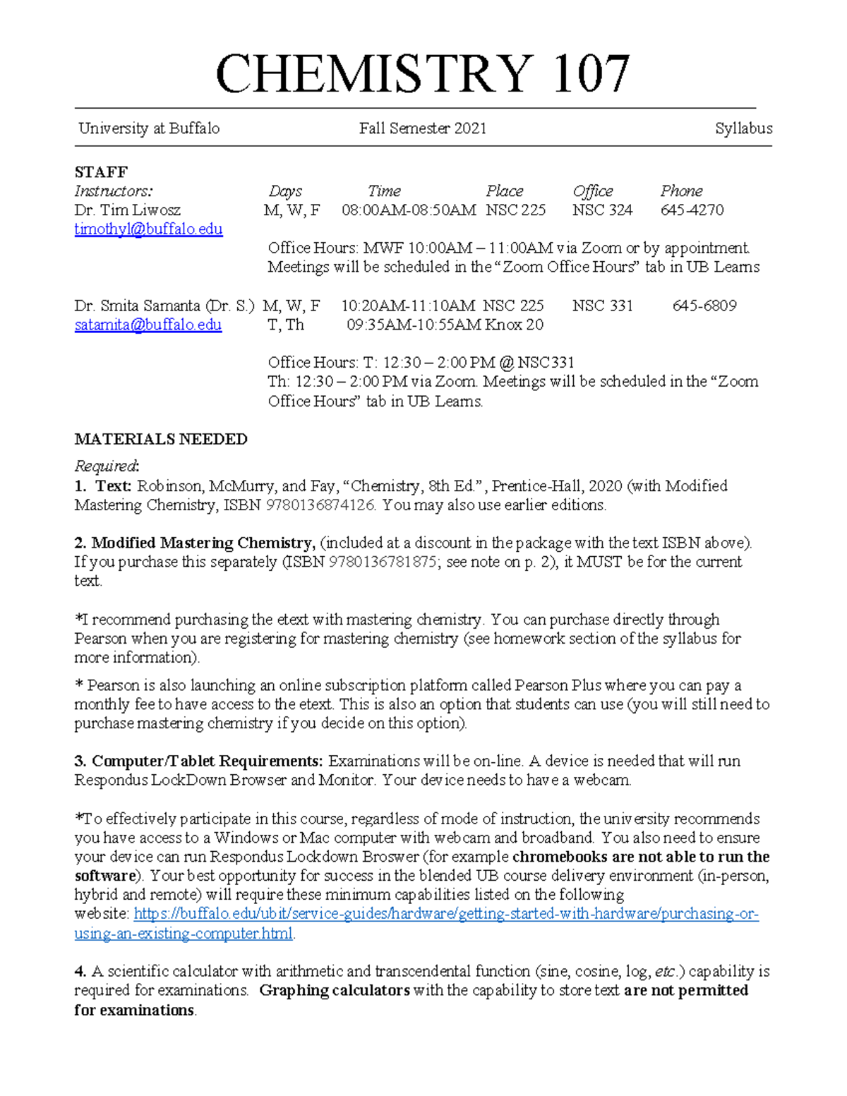 Chem 107 Fall 2021 Syllabus and Course Overview - Studocu