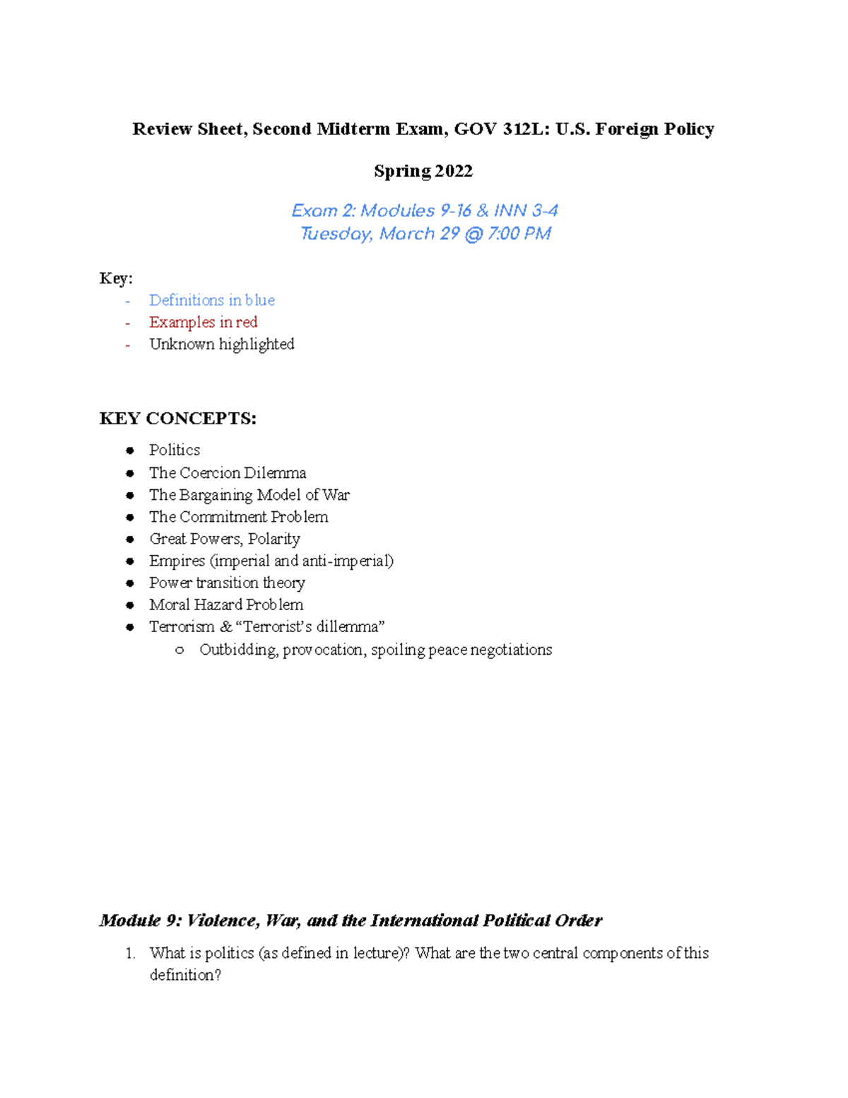 GOV 312L Midterm Exam #2 - Comprehensive Review Sheet for Spring 2022 - Studocu