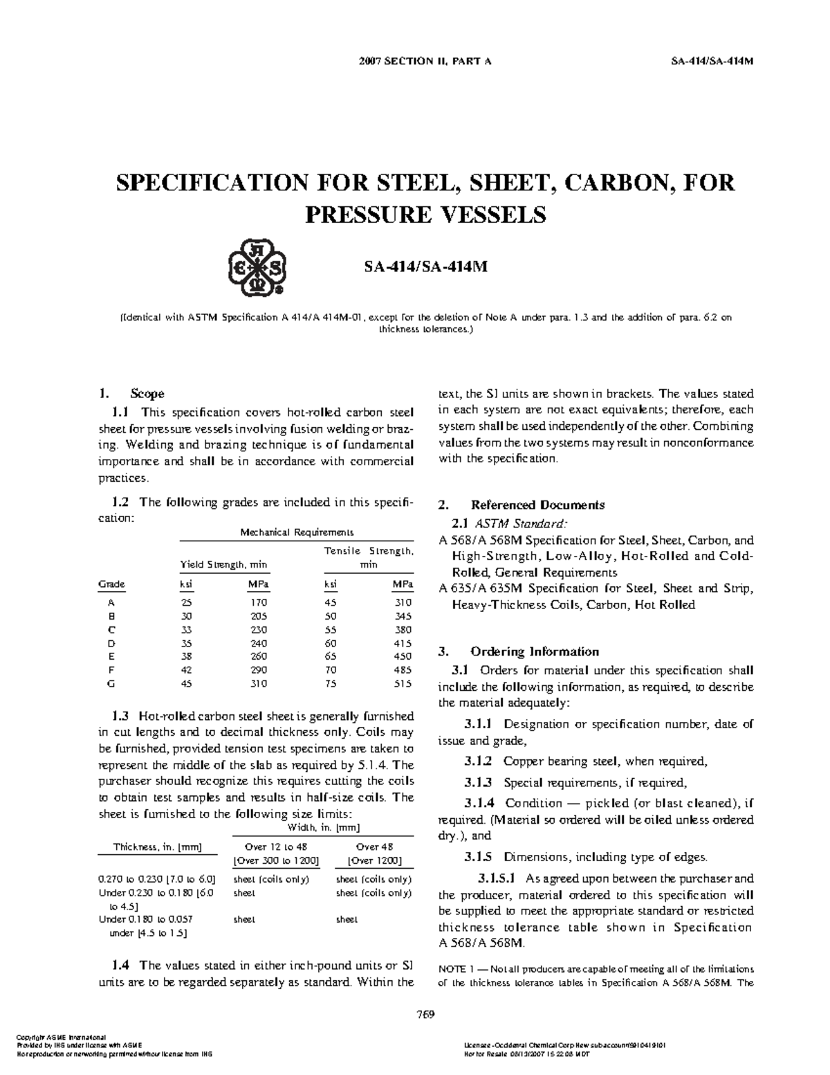 ASME Section II A SA-414 Specification for Carbon Steel Sheets - Studocu