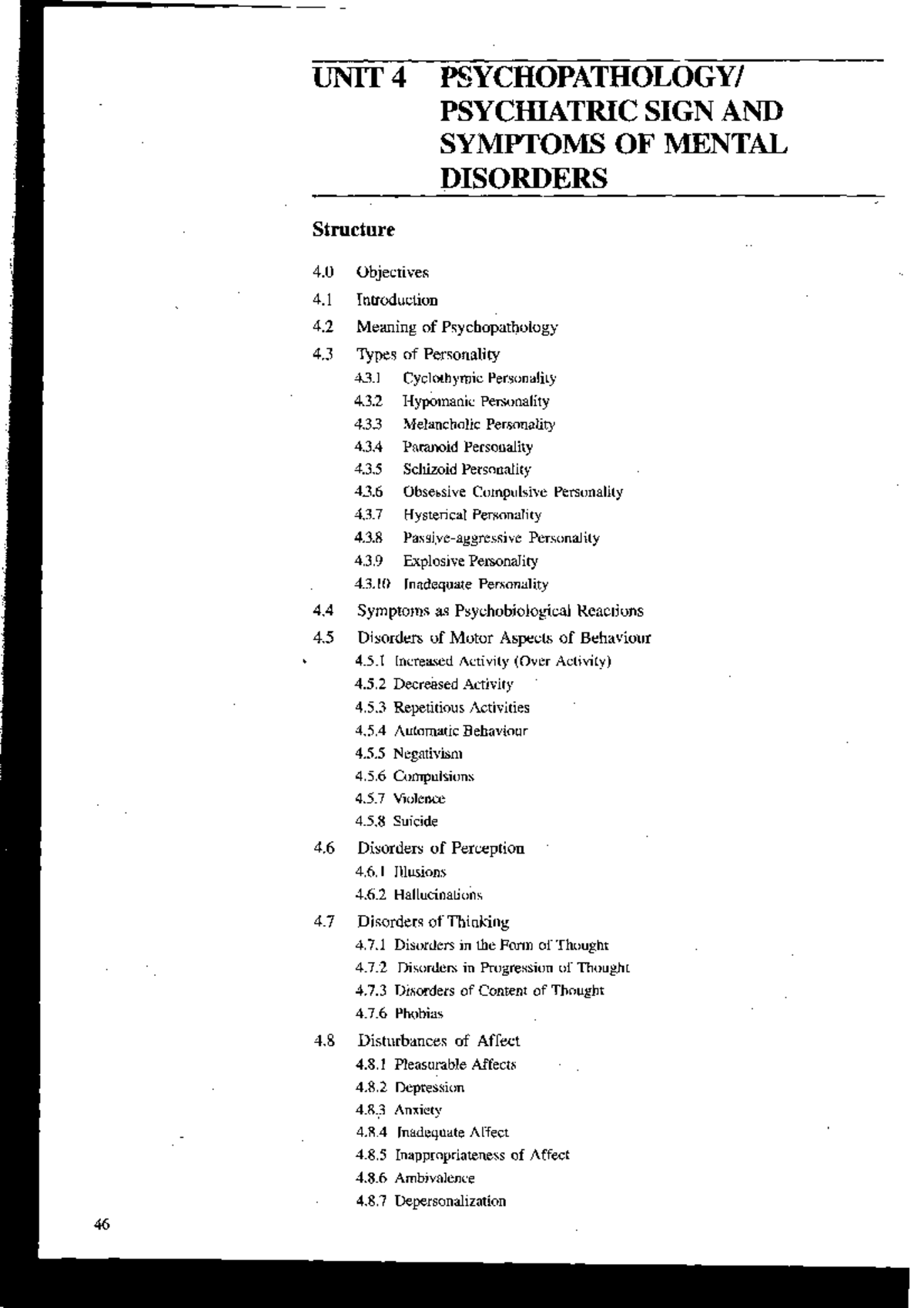 Signs and Symtoms of Psychopathology - UNIT 4 PSYCHIATRIC SIGN AND ...