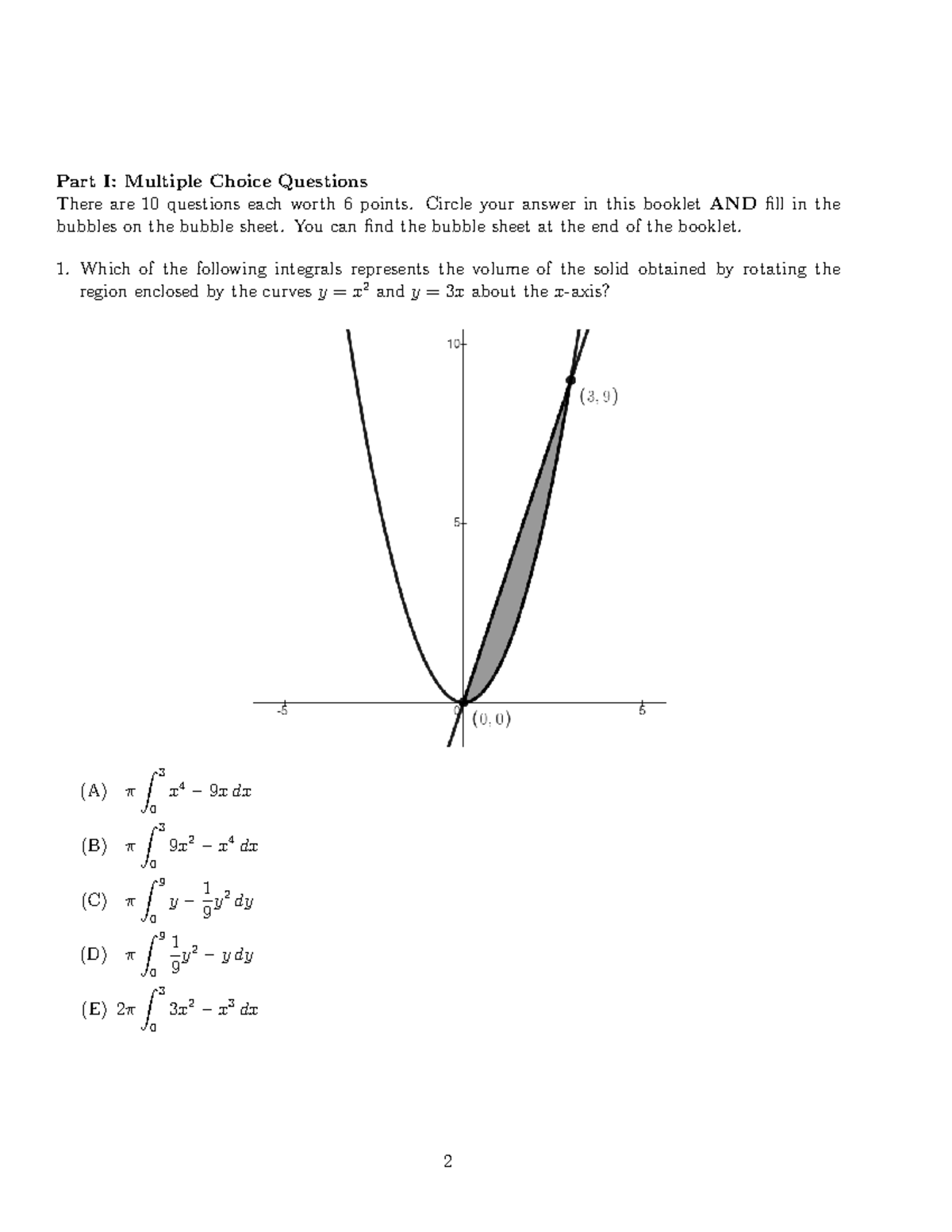 Calc Exam 1 Practice: Multiple Choice Questions - Studocu