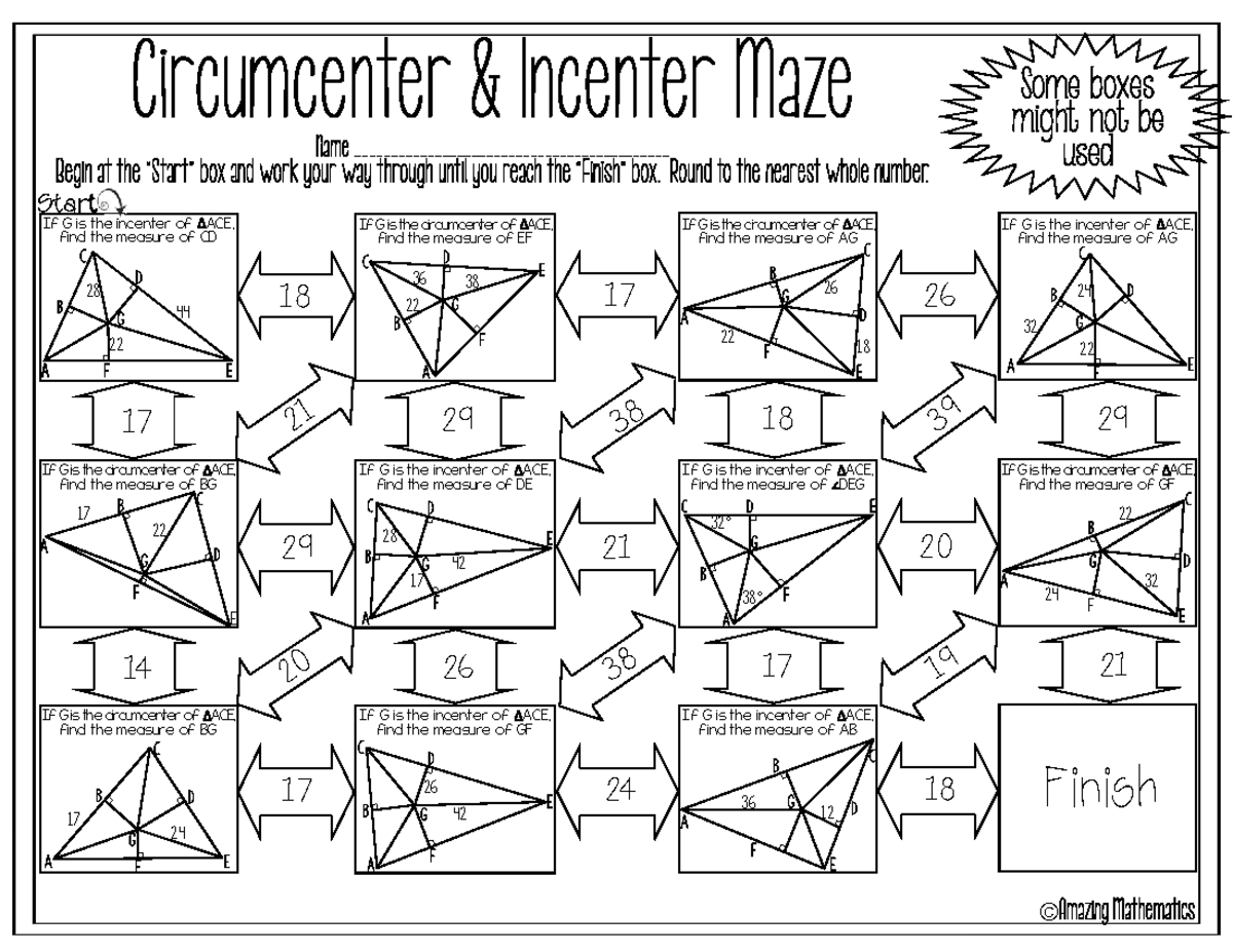 Circumcenter & Incenter Analysis: Student Handout (Math 17) - Studocu