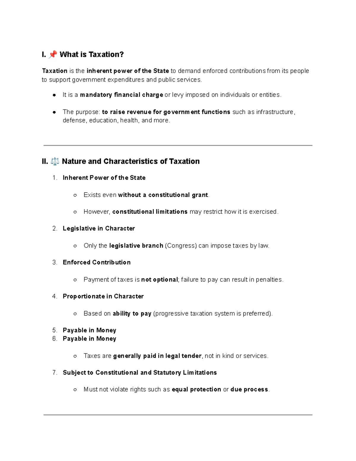 Taxation Basics: Principles, Characteristics, and Legal Framework - Studocu