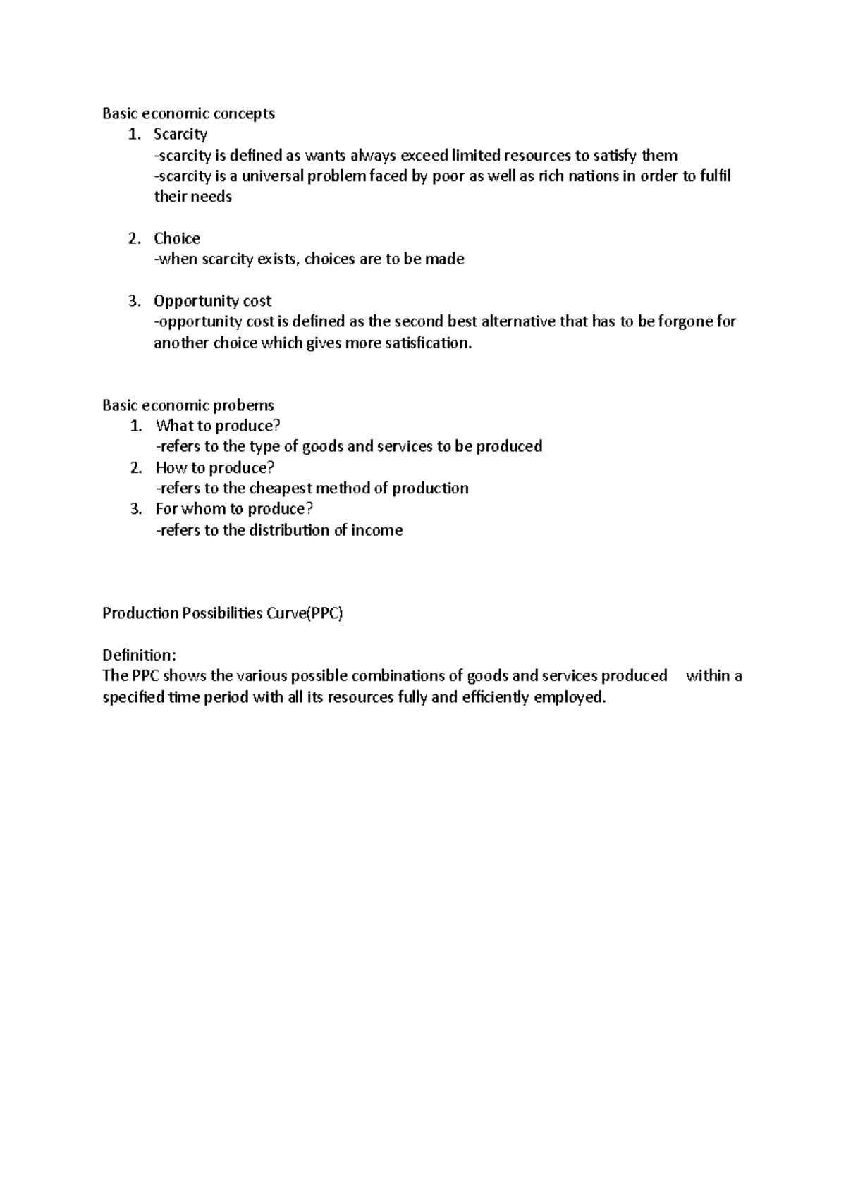 ECO 101: Basic Economic Concepts - Scarcity, Choice & Opportunity Cost ...