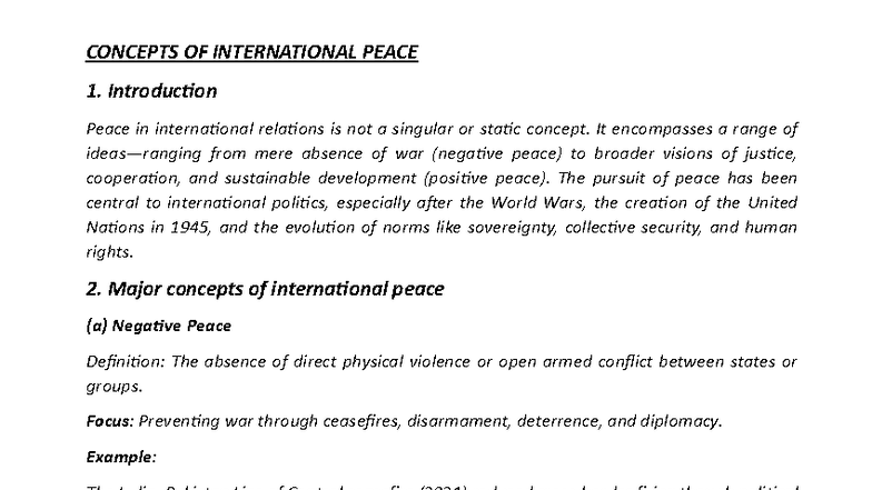 UNIT 01: Concepts and Approaches to International Peace and Security ...