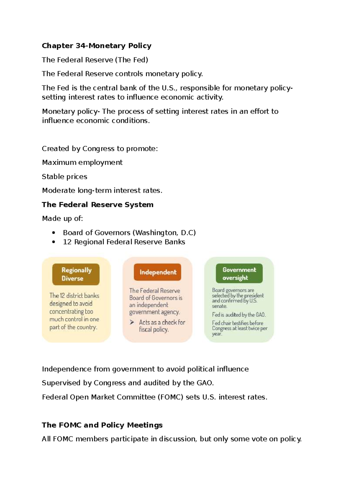 Chapter 34: The Federal Reserve and Fiscal Policy Overview - Studocu