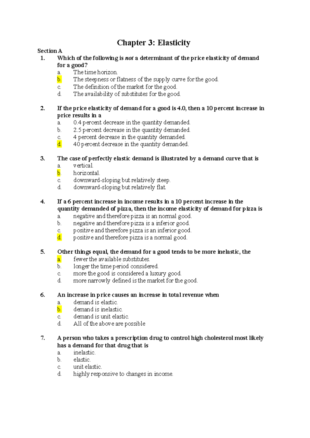 Exercise Chap 3 + 4: Elasticity Theory Questions & Practice - Studocu