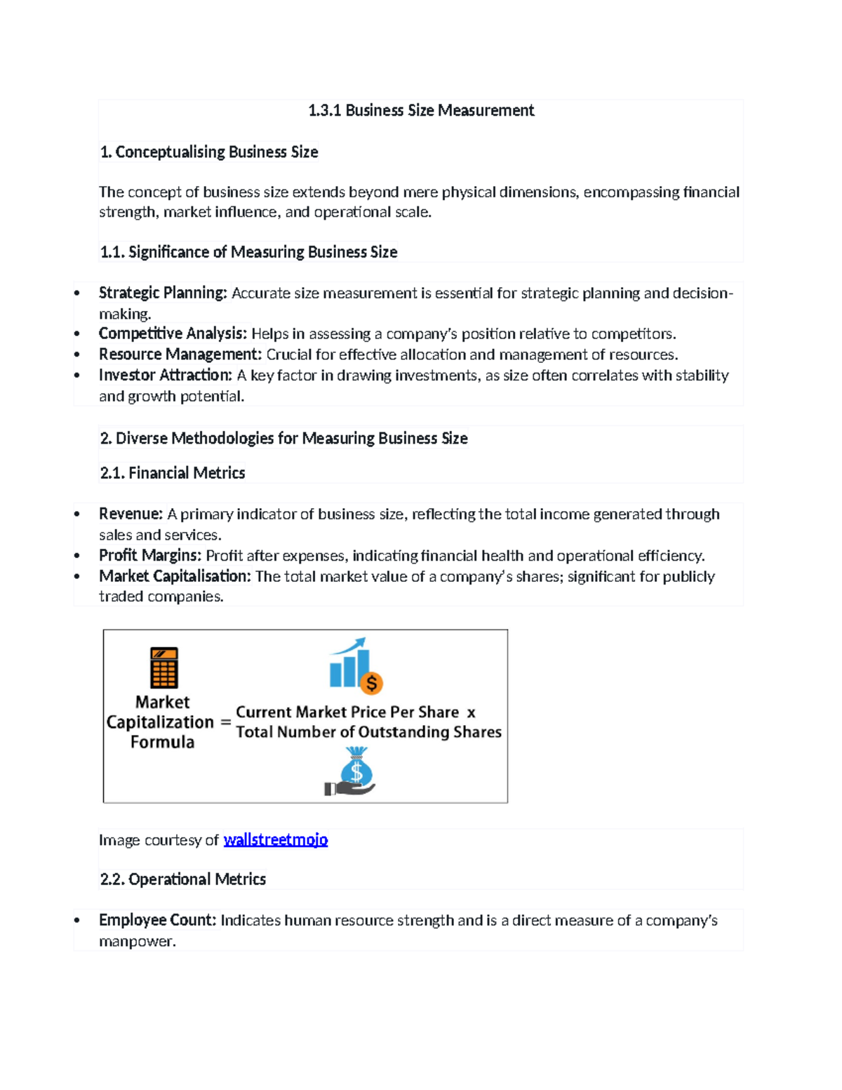 1.3.1 Business Size Measurement - 1.3 Business Size Measurement 1 ...