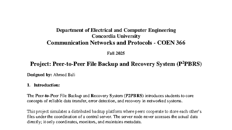 File Backup and Recovery System Project Report - COEN 366 F2025 - Studocu