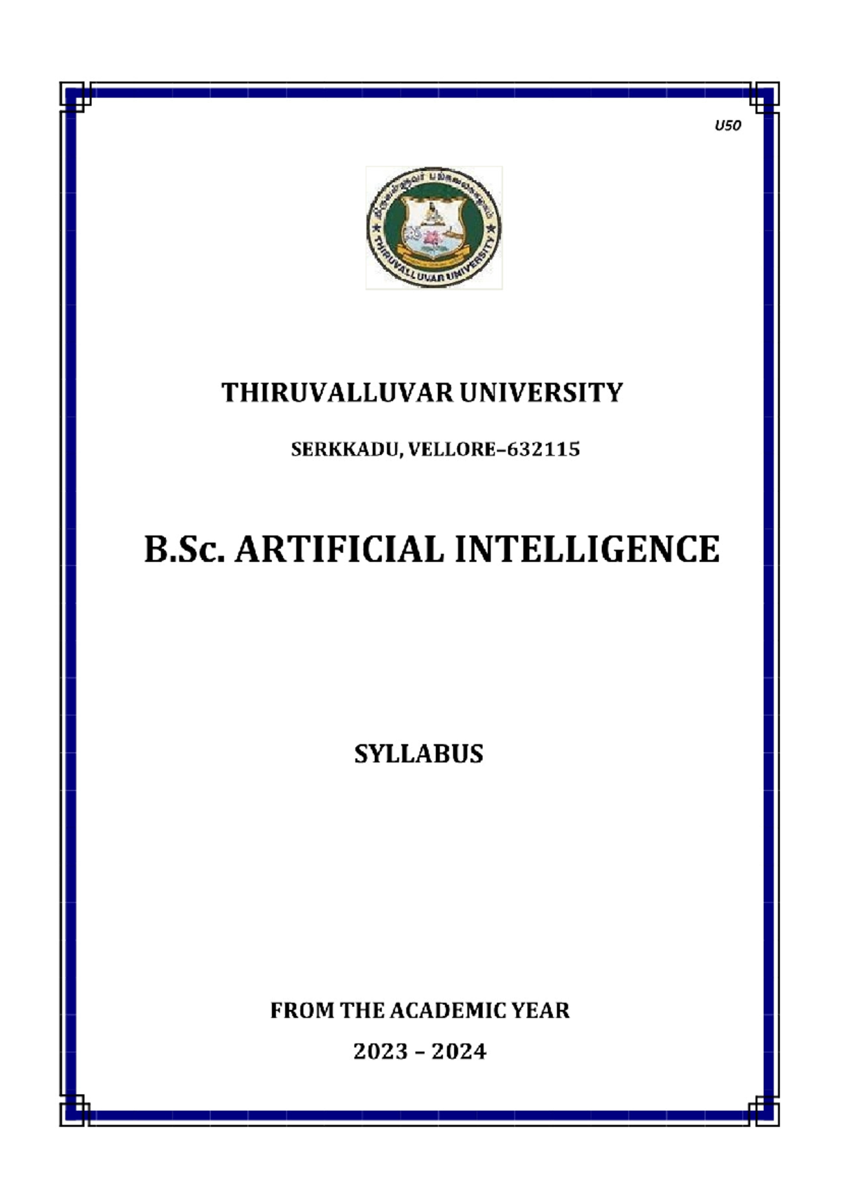 U50-B - Lecture Notes on B.Sc. Artificial Intelligence Curriculum and ...