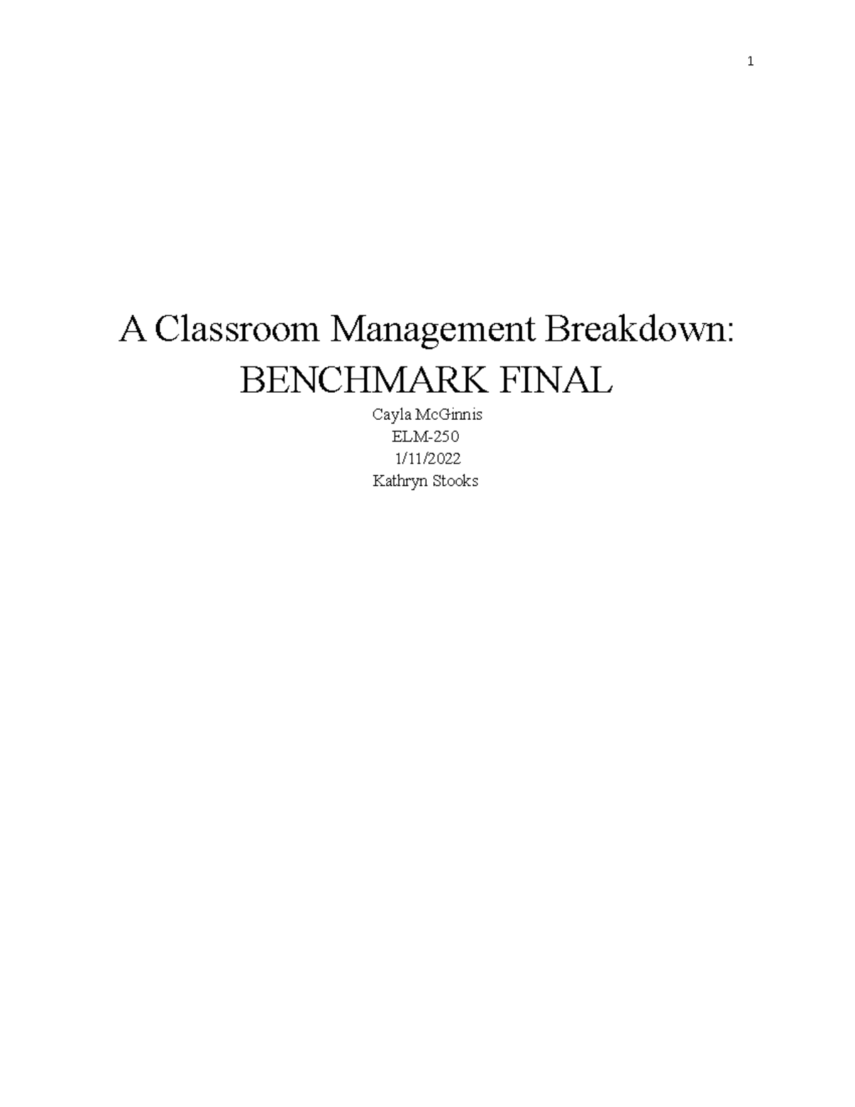 T6 - Final Classroom Management Benchmark Reflection - Studocu