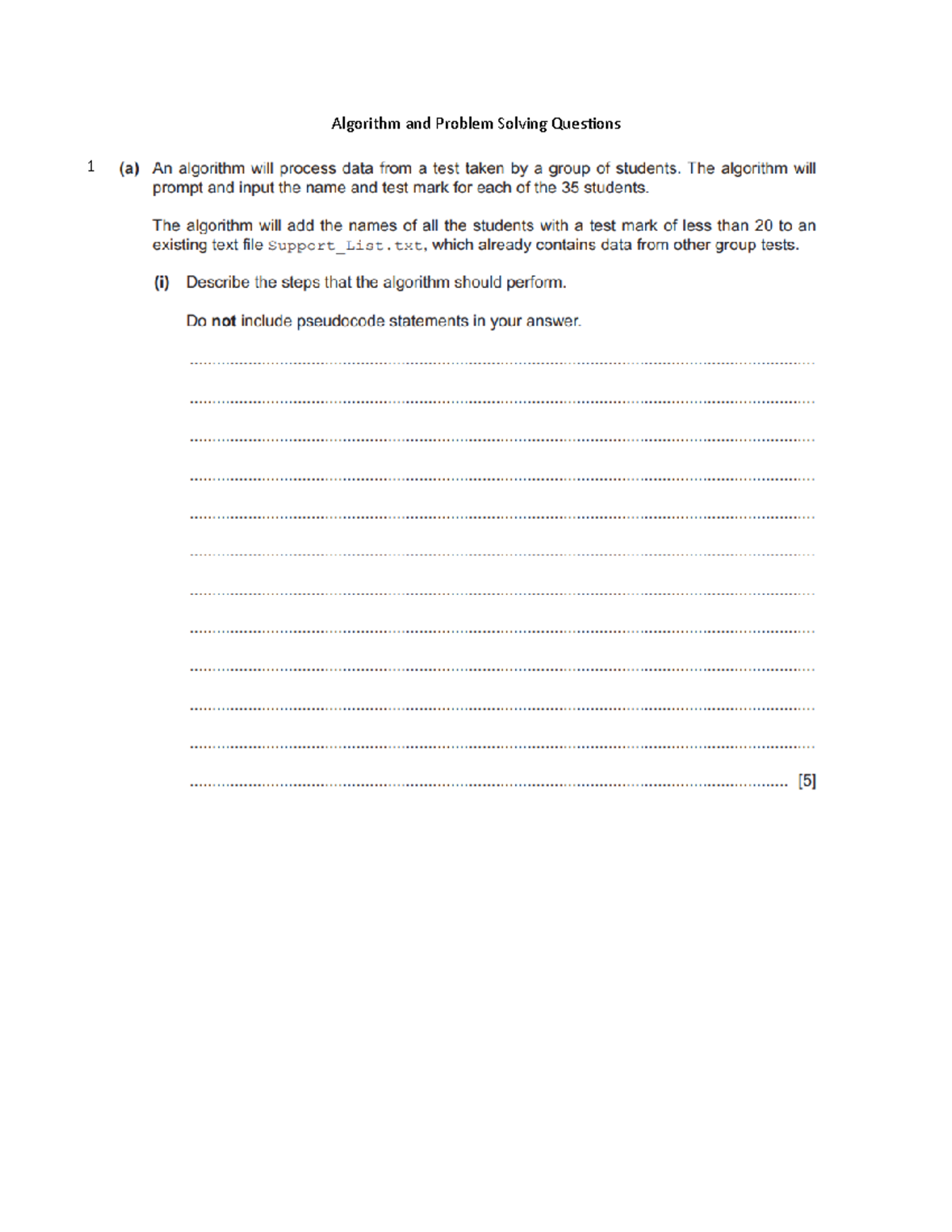 Questions P2 for practice - Computer science - Algorithm and Problem ...