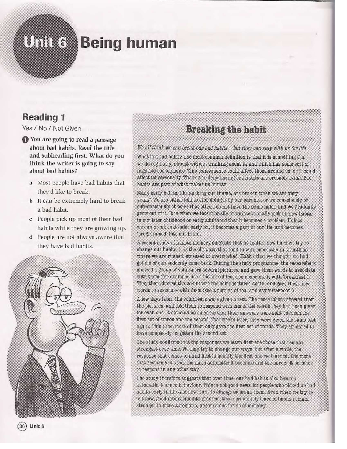 Unit 6 Reading: Understanding Bad Habits and Phobias in Humans - Studocu